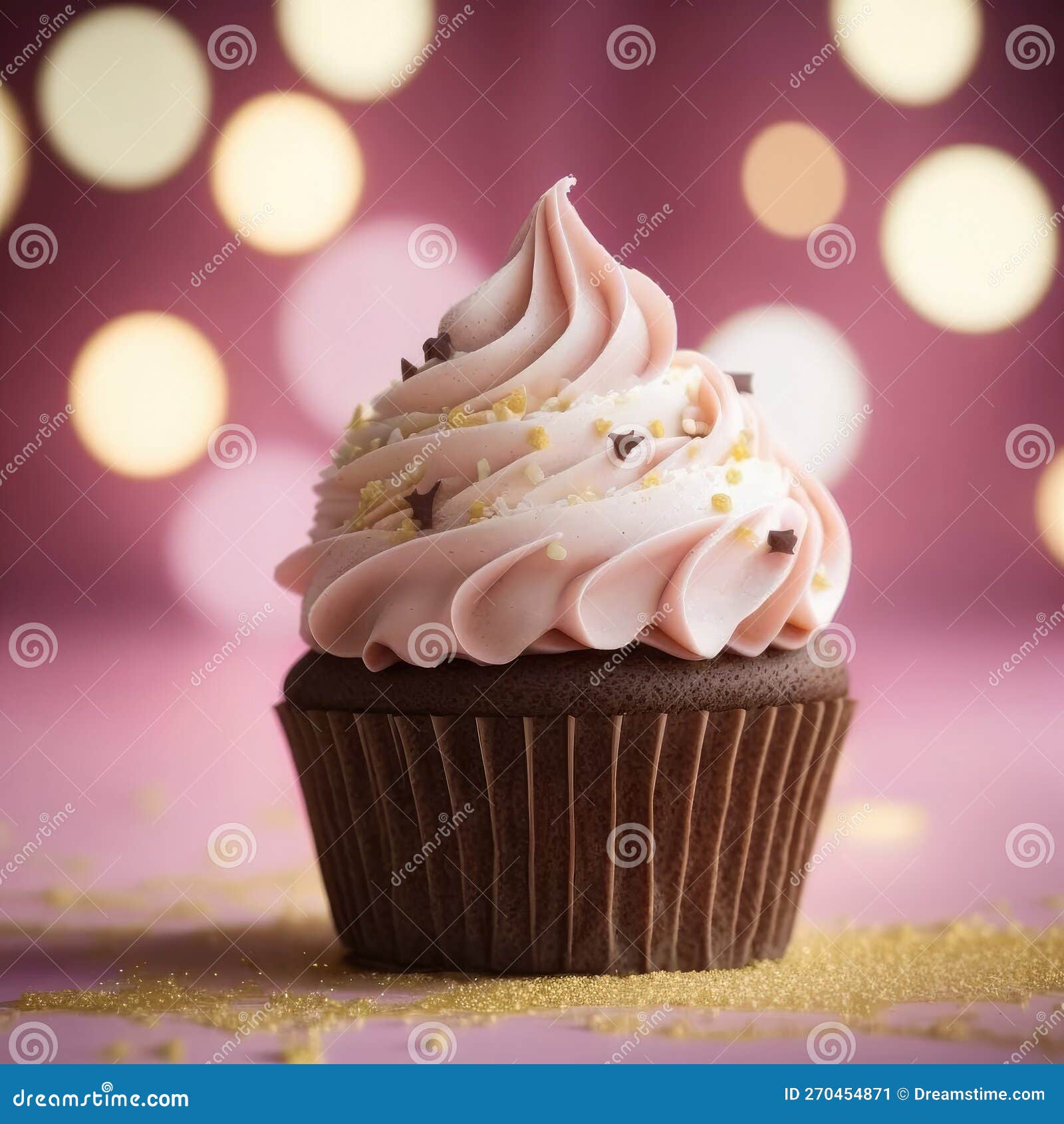 Birthday Cupcake on Pink. Illustration AI Generative Stock Illustration ...