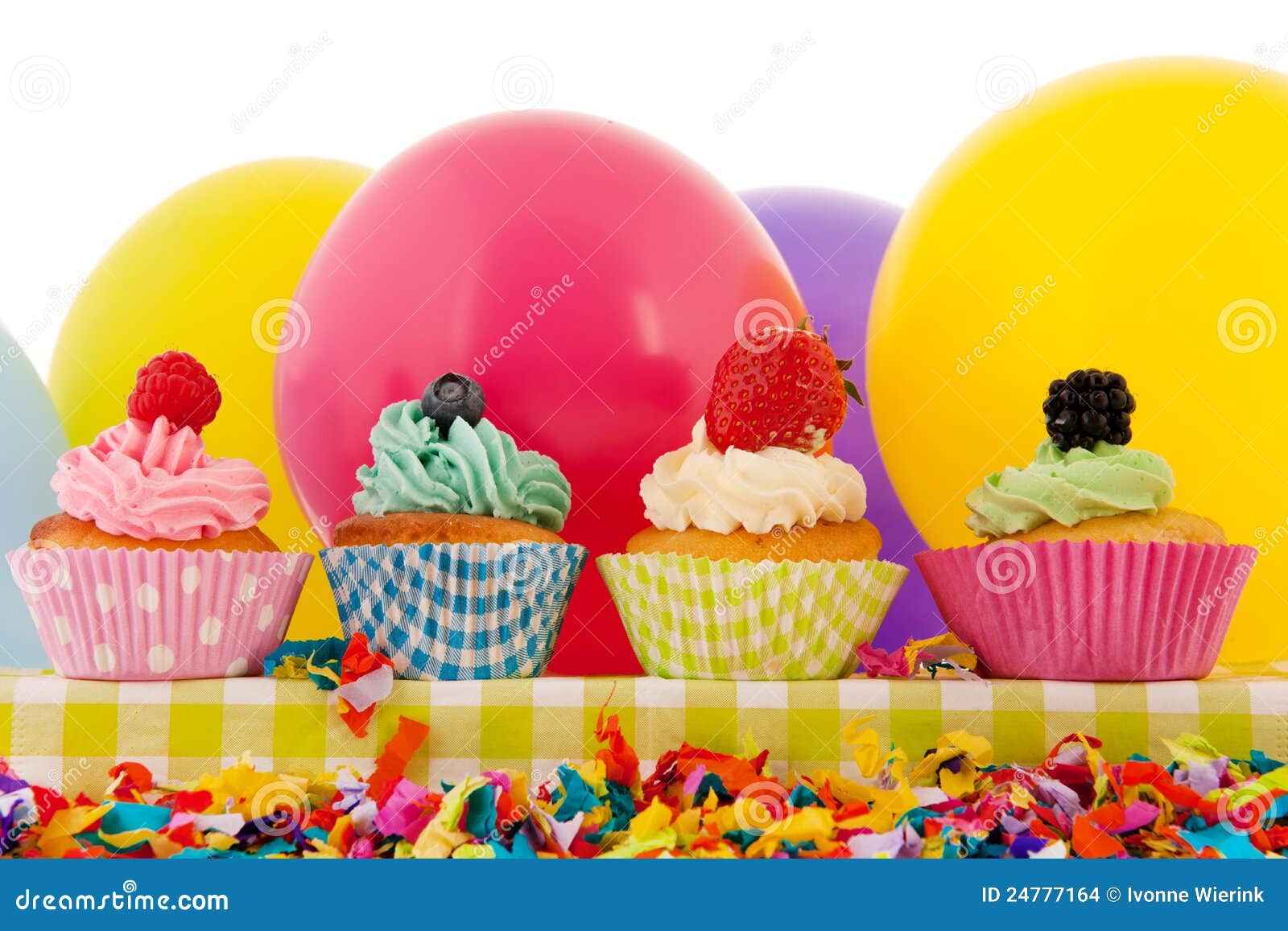 Birthday Cupcakes with Balloons Stock Photo - Image of butter ...