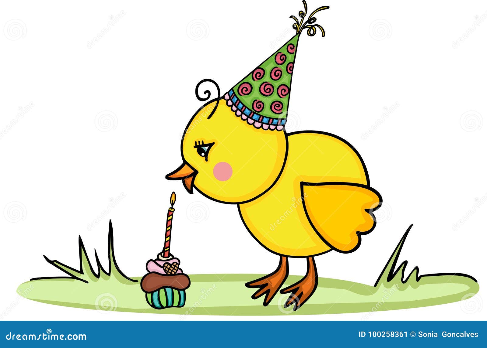 Birthday cute chick stock vector. Illustration of domestic - 100258361