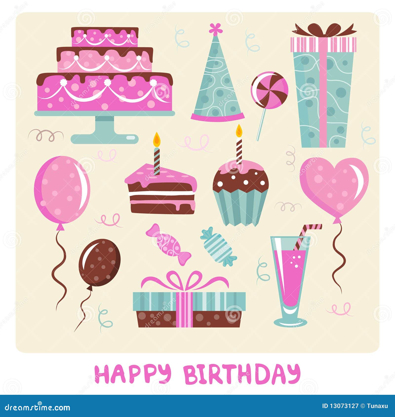 Birthday design elements stock vector. Illustration of sweet - 13073127