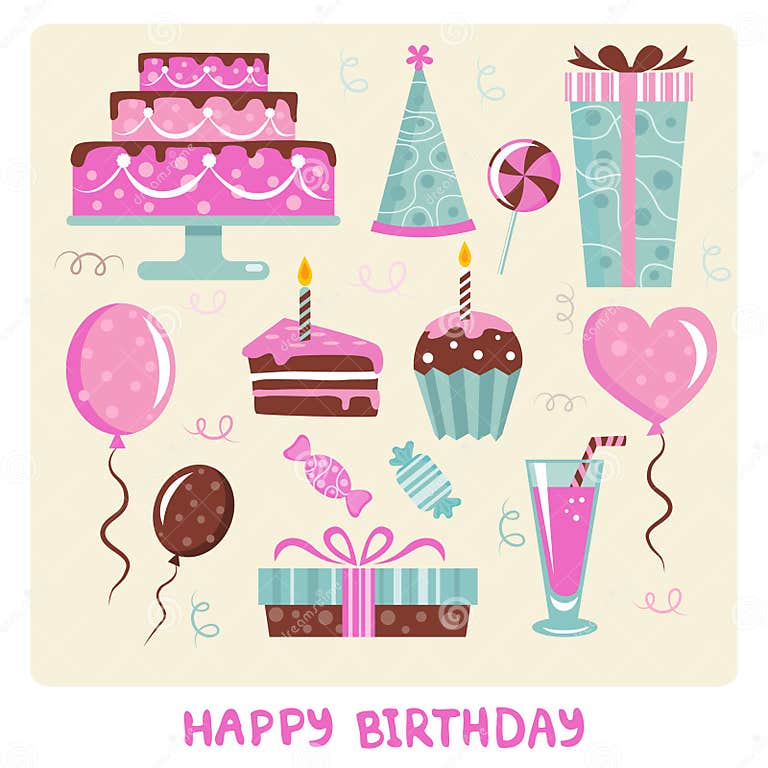 Birthday design elements stock vector. Illustration of sweet - 13073127