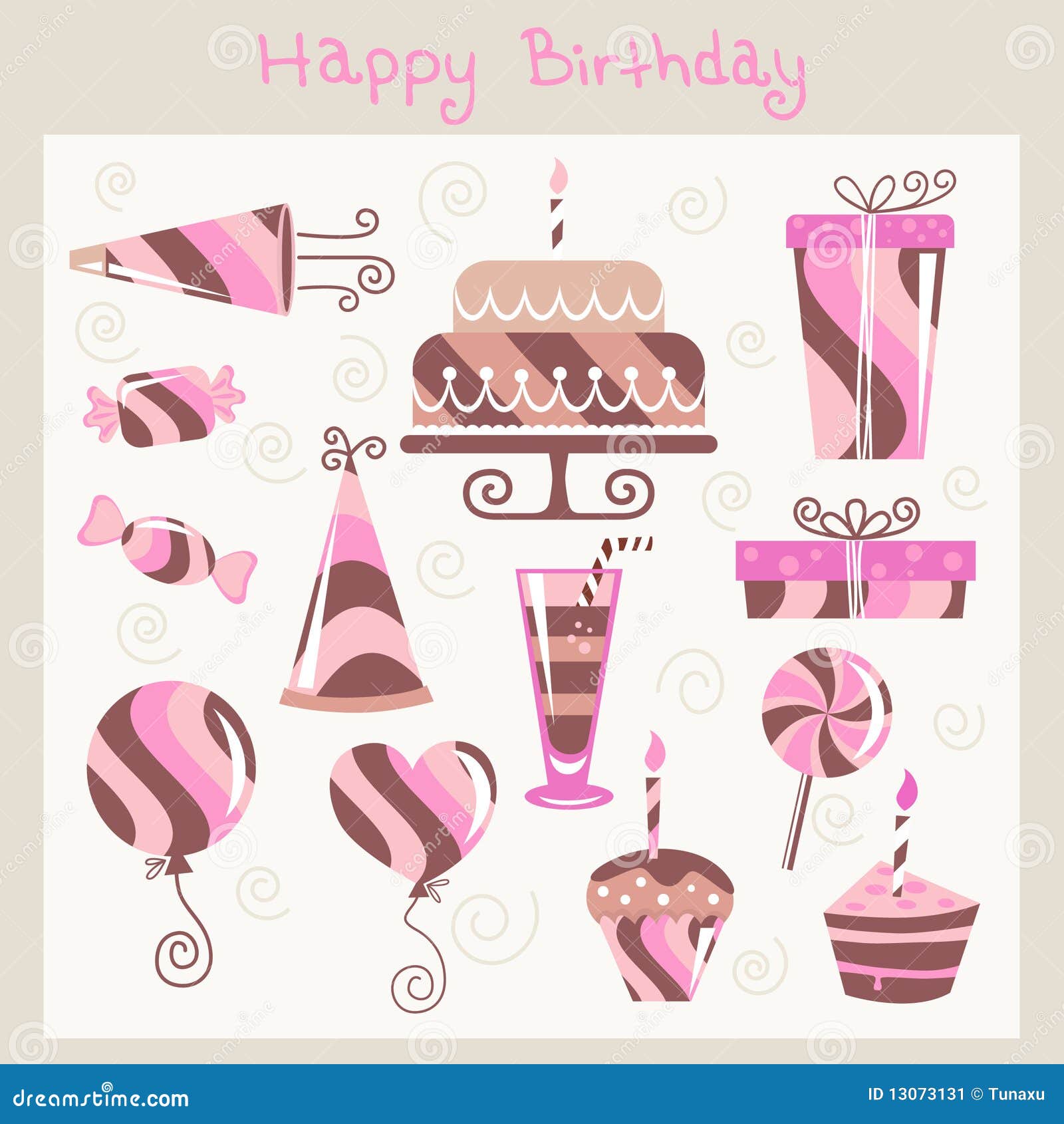 Birthday design elements stock vector. Illustration of candle - 13073131