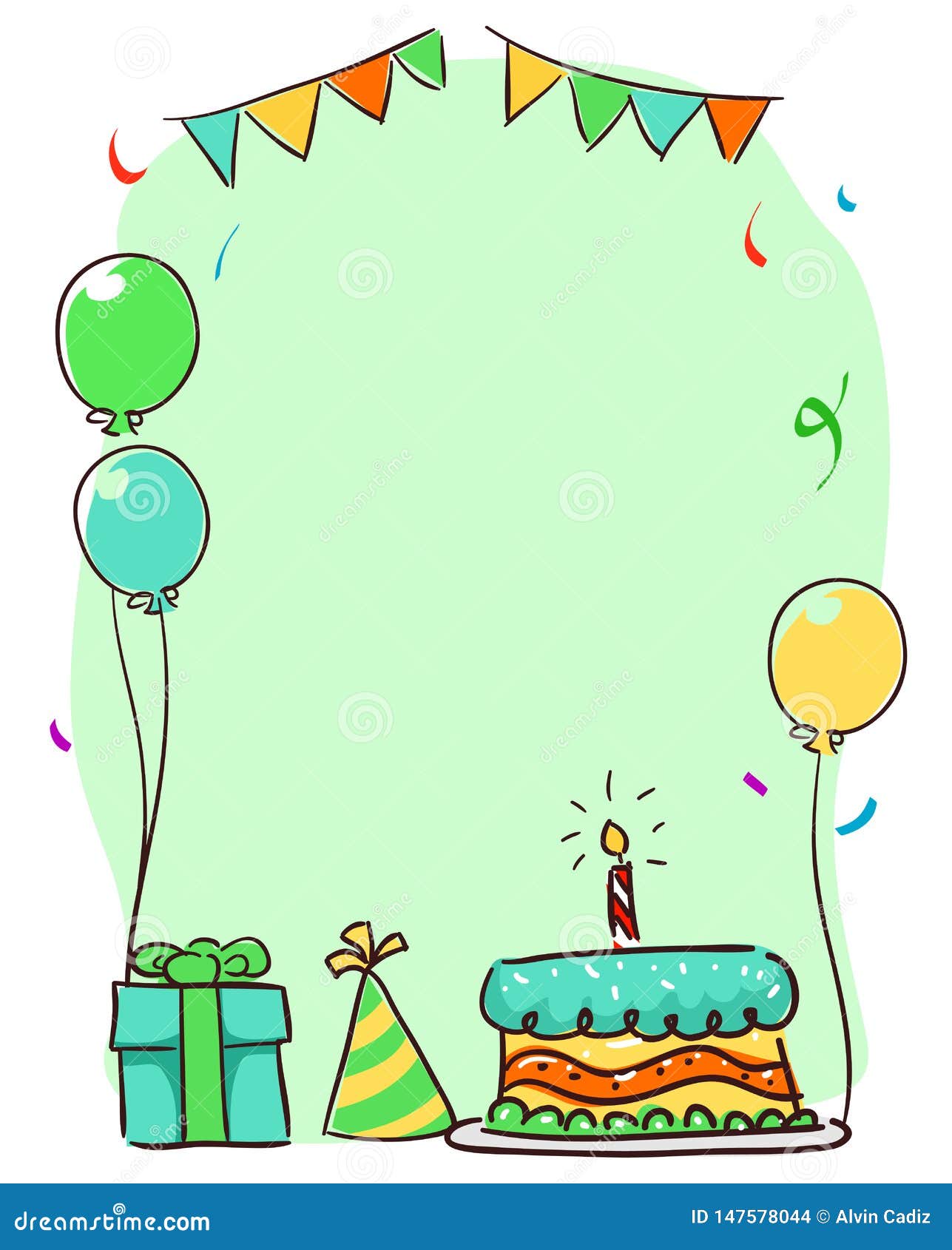 Vector Illustration of a Birthday Elements Template Frame for Birthday ...