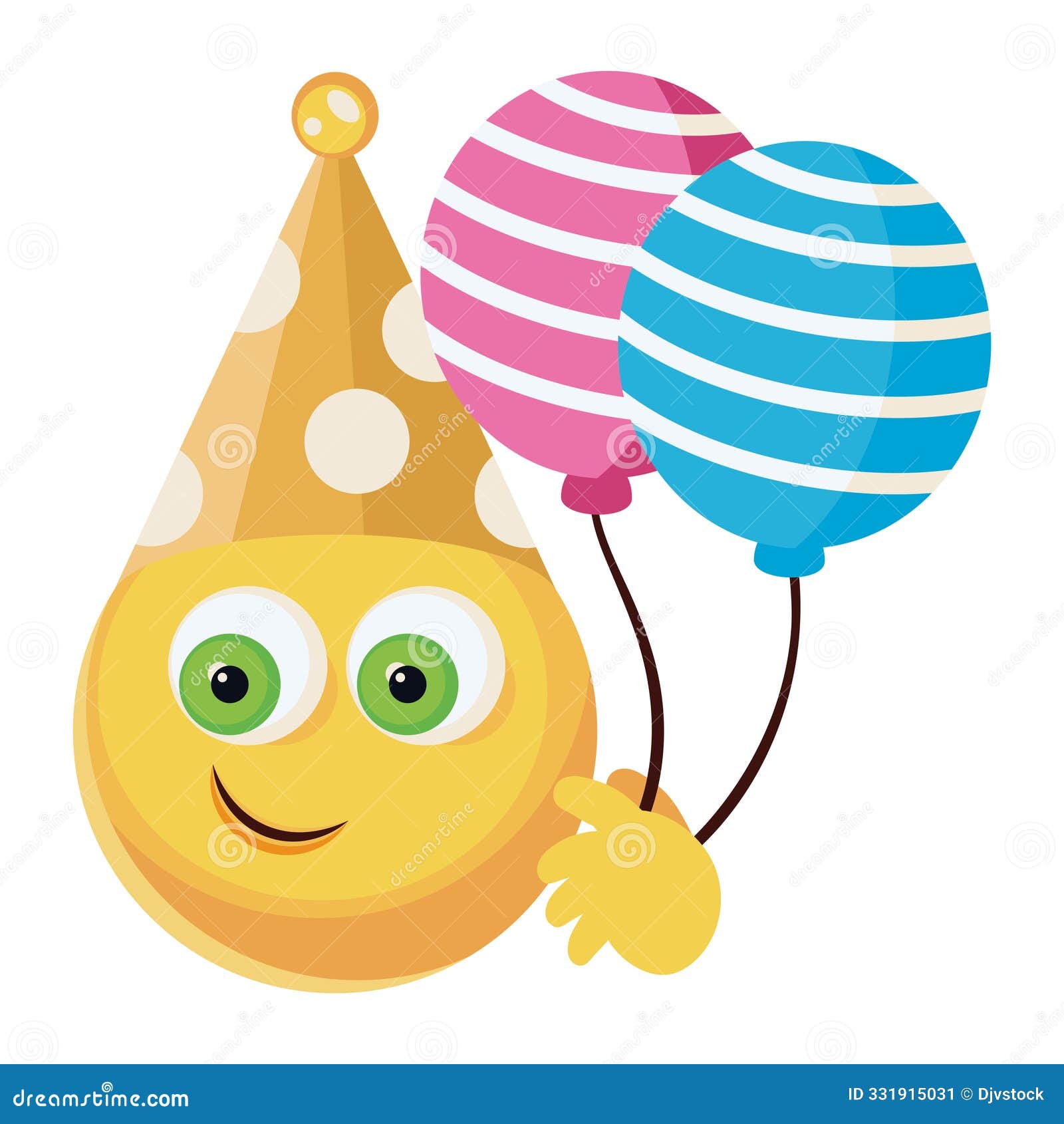 Birthday Emoji with Balloons Stock Illustration - Illustration of ...