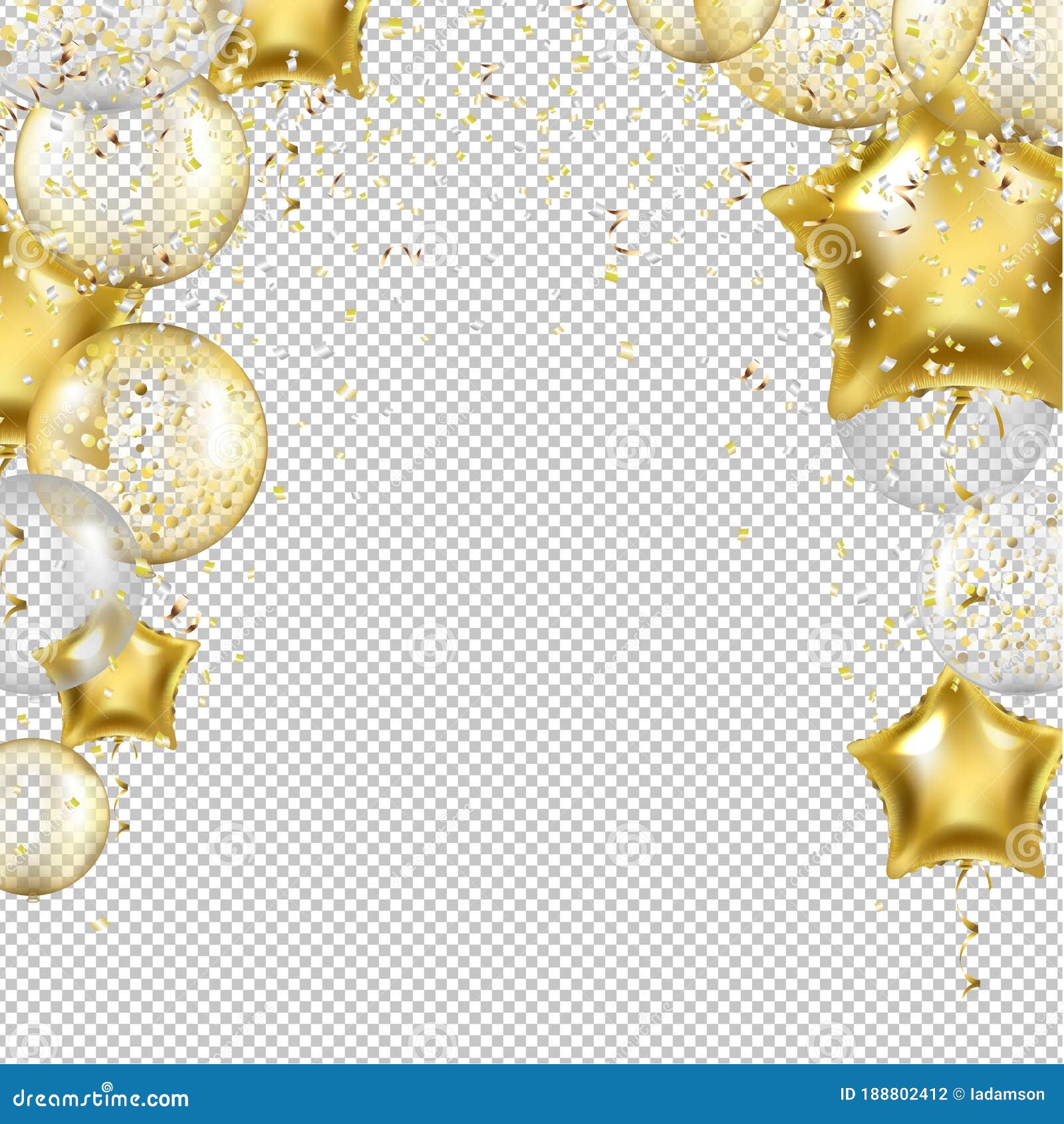 Birthday Frame with Golden Star Balloons Stock Vector - Illustration of ...