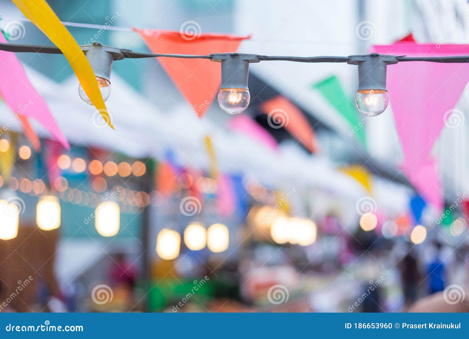 Birthday Garden Party, Lights Bulb, Party Flags Stock Photo - Image of ...