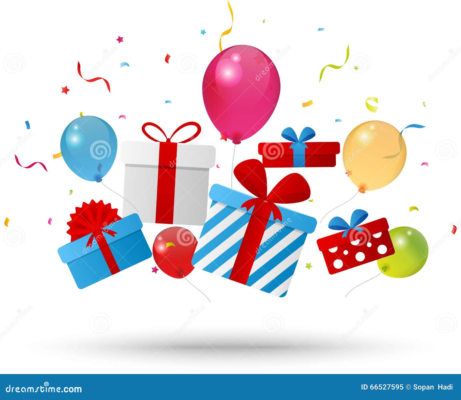 Birthday Gift Box with Confetti Stock Vector - Illustration of print ...