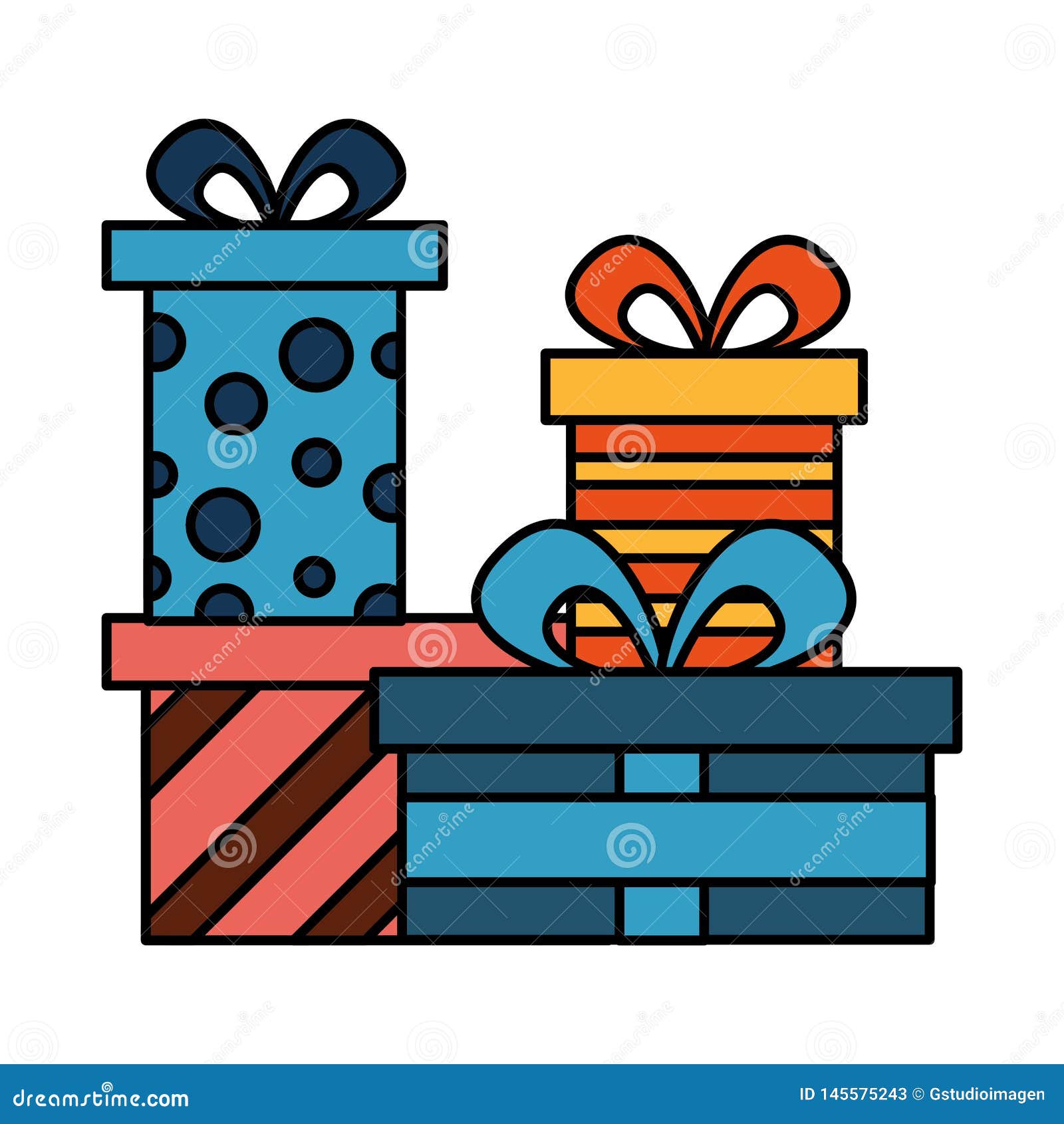 Birthday Gift Boxes Surprise Ribbon Stock Vector - Illustration of ...