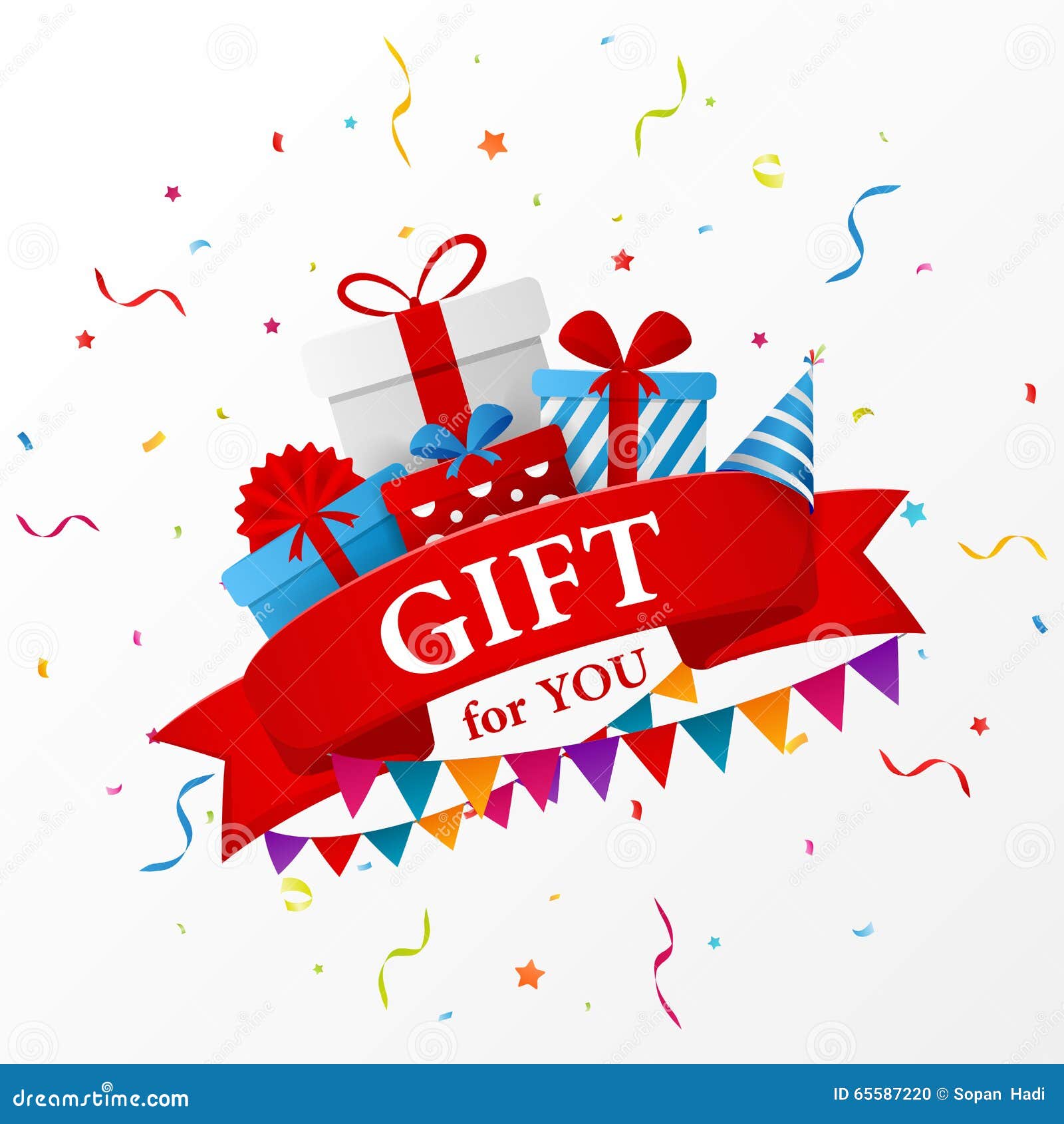 Birthday Gift Celebration with Red Ribbon Stock Vector - Illustration ...