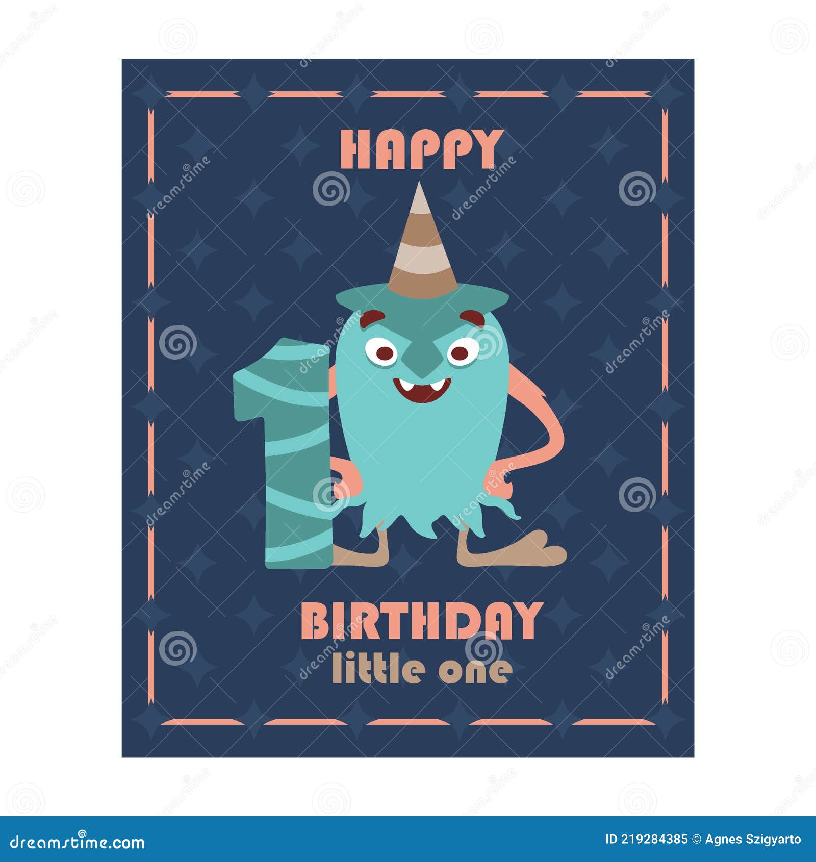Birthday Greeting with Monster Stock Vector - Illustration of monster ...
