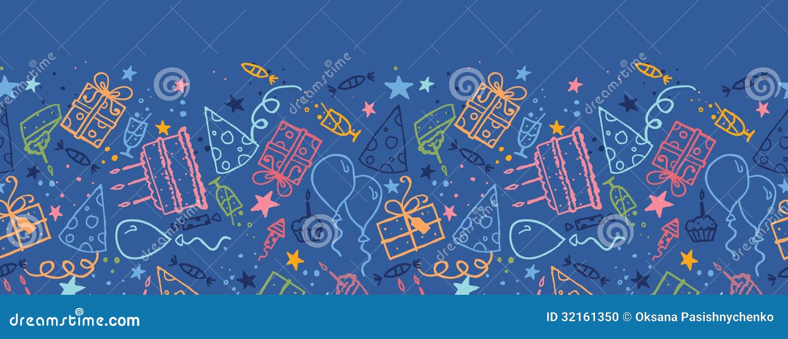 Birthday Horizontal Seamless Pattern Background Stock Vector ...
