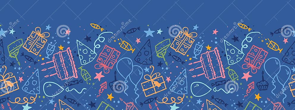 Birthday Horizontal Seamless Pattern Background Stock Vector ...