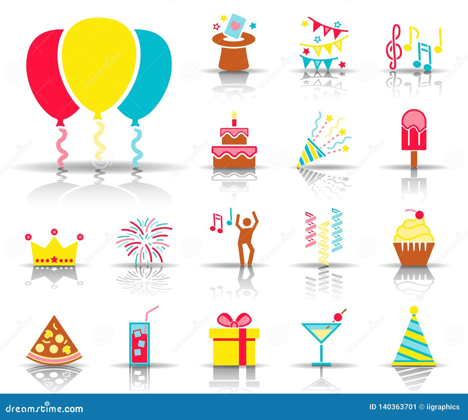 Birthday icon set stock illustration. Illustration of garland - 140363701