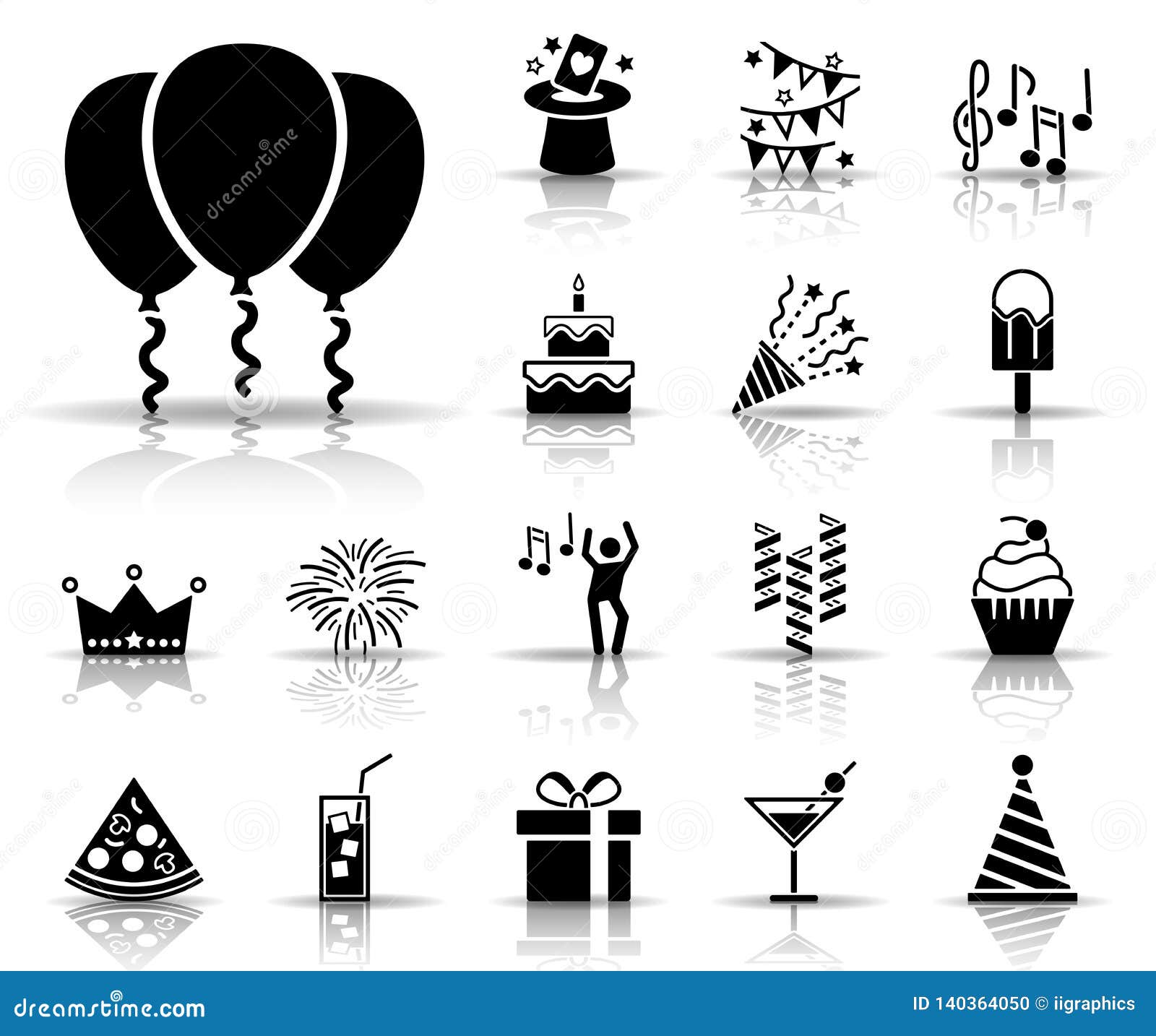 Birthday icon set stock vector. Illustration of rose - 140364050