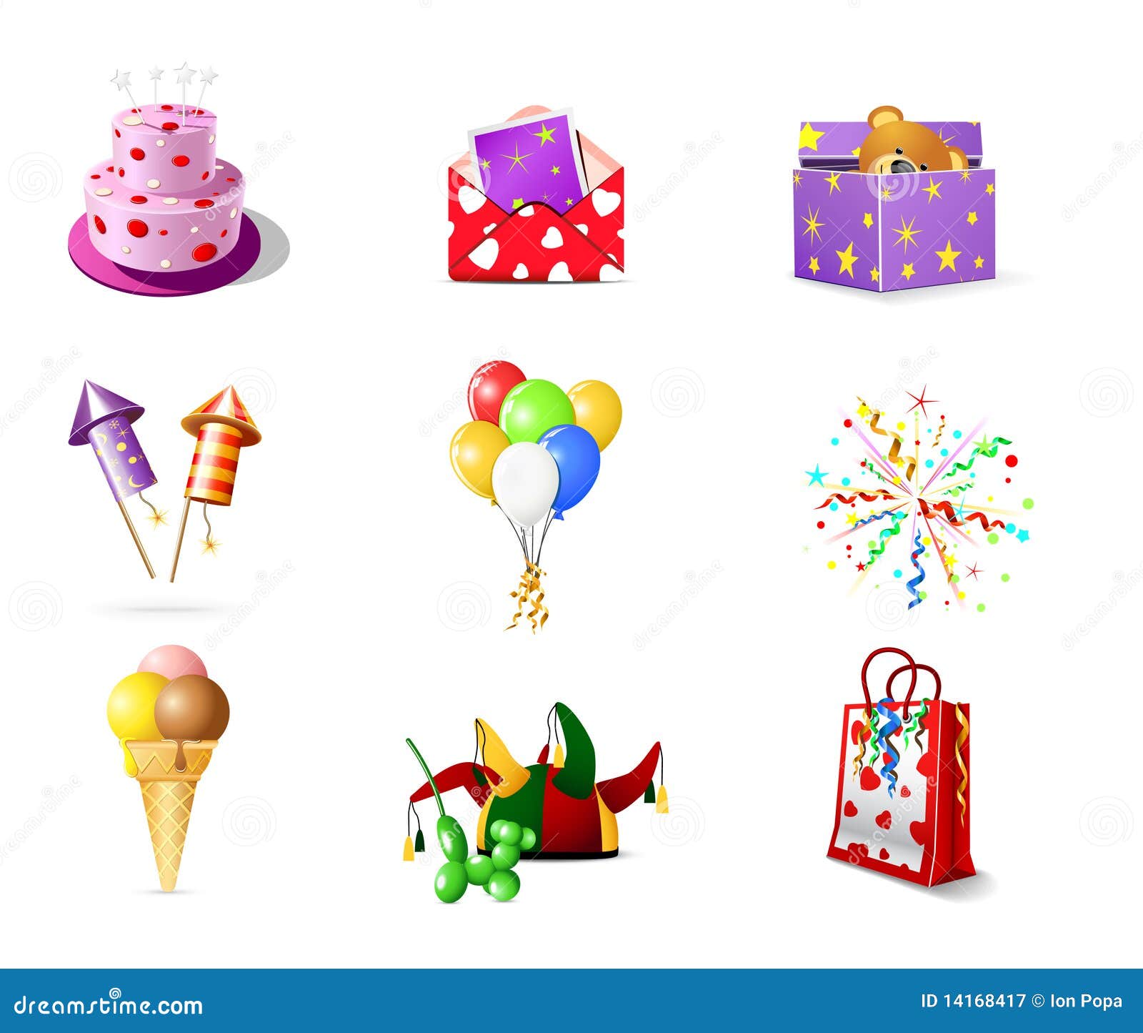 Birthday icons stock vector. Illustration of balloon - 14168417