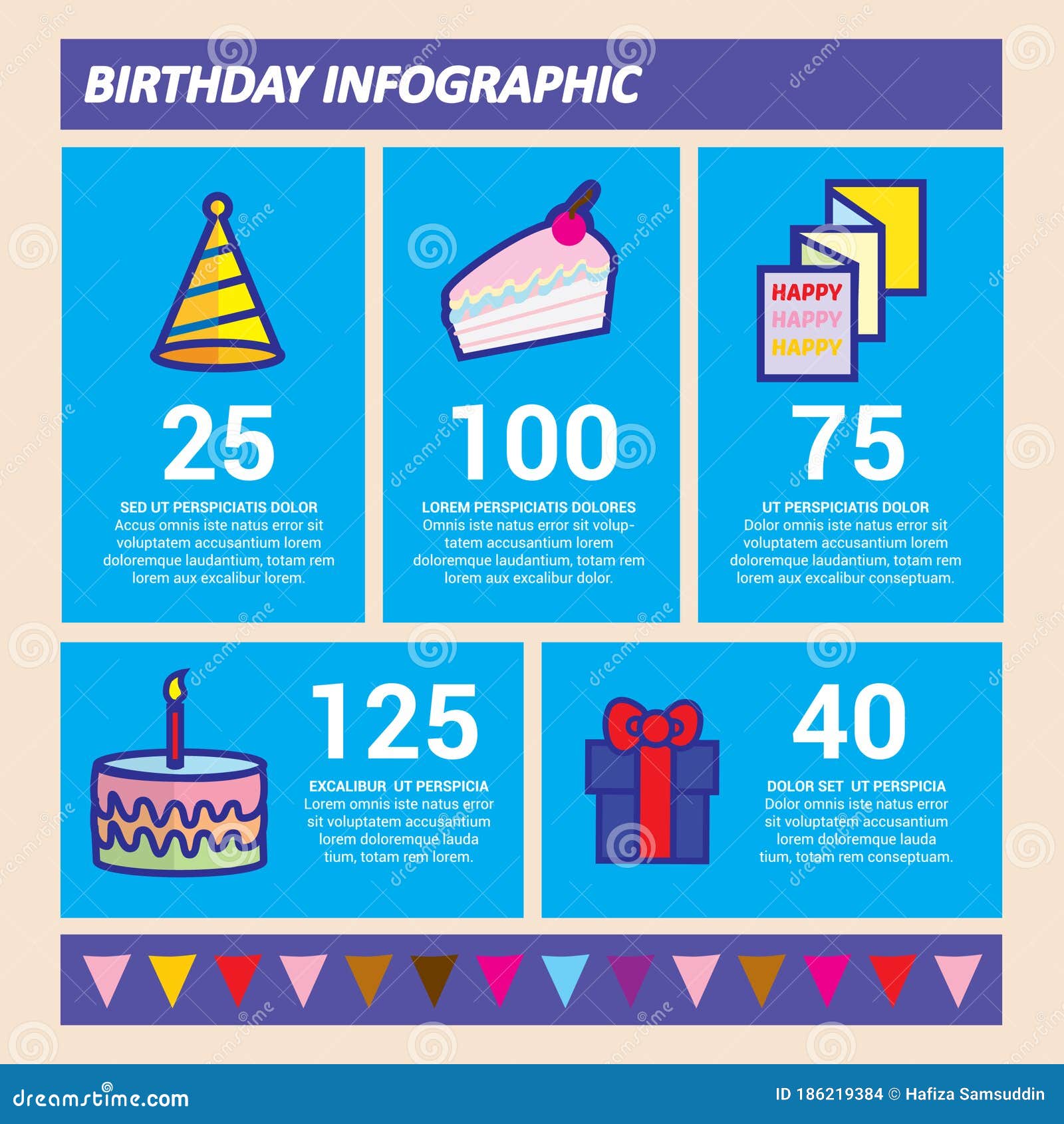Birthday Infographic. Vector Illustration Decorative Design Stock ...