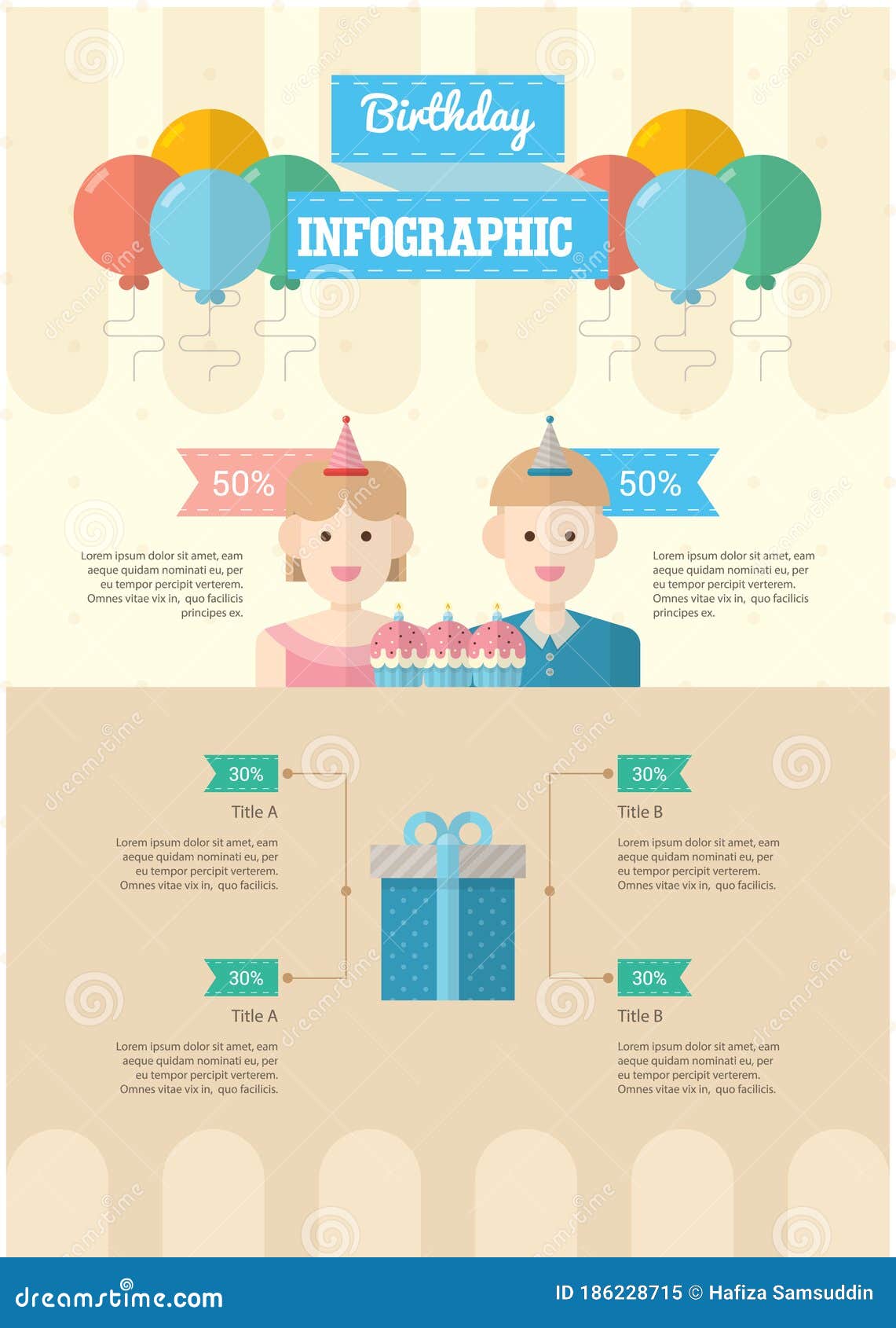 Birthday Infographic. Vector Illustration Decorative Design Stock ...