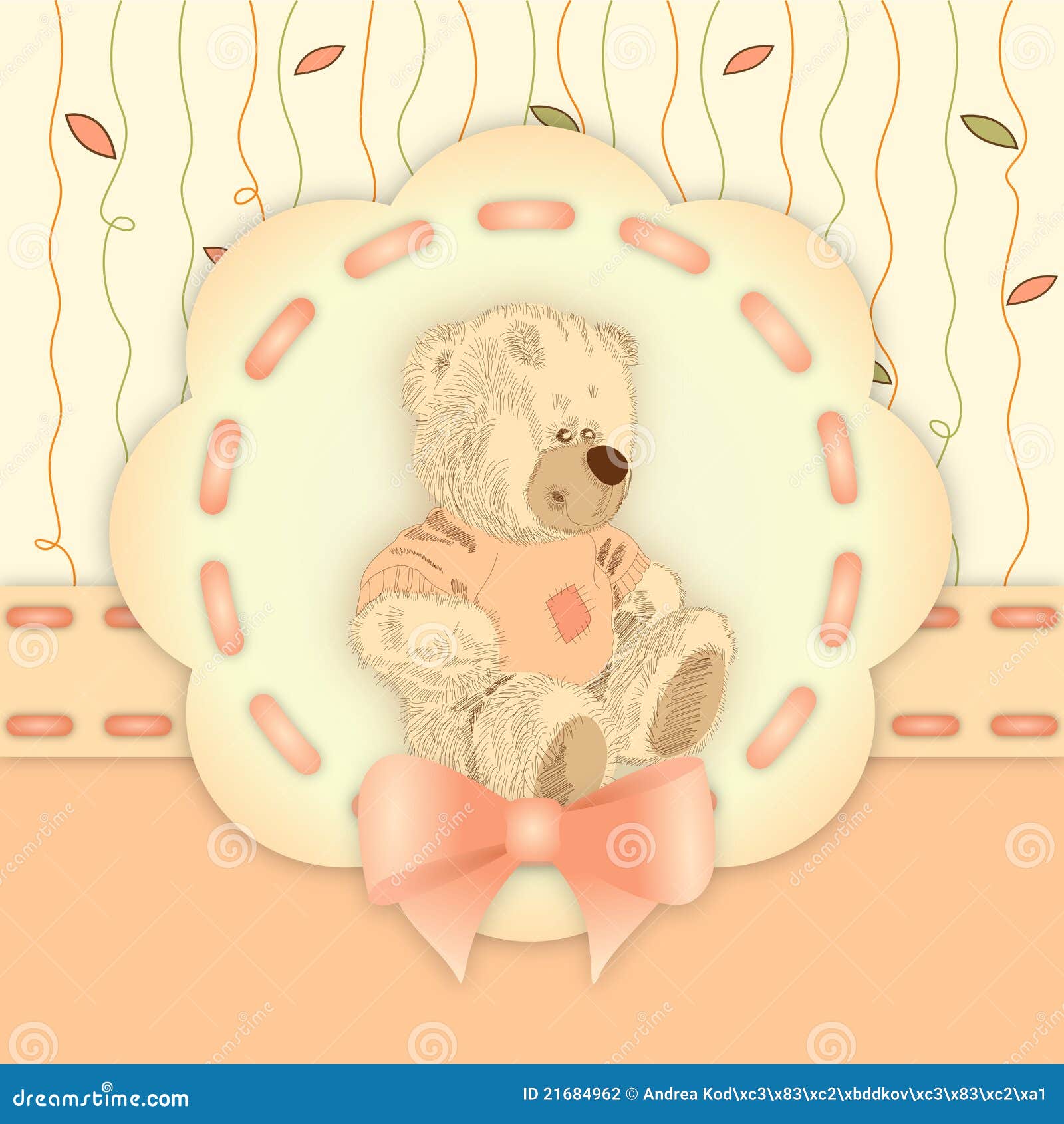 Birthday Invitation with Cute Brown Teddy Stock Illustration ...