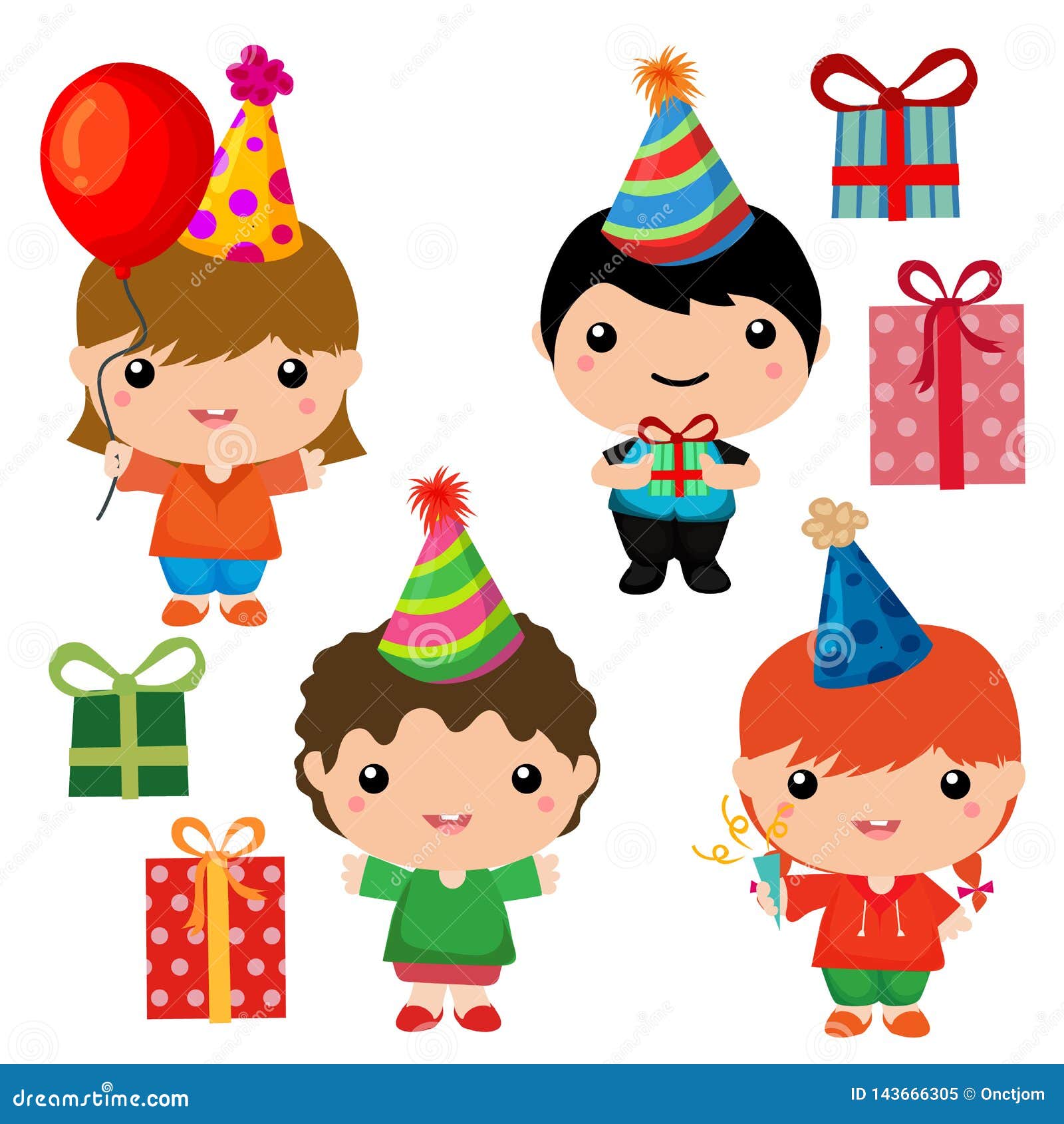 Birthday Kid Cute Element Collection Stock Vector - Illustration of ...