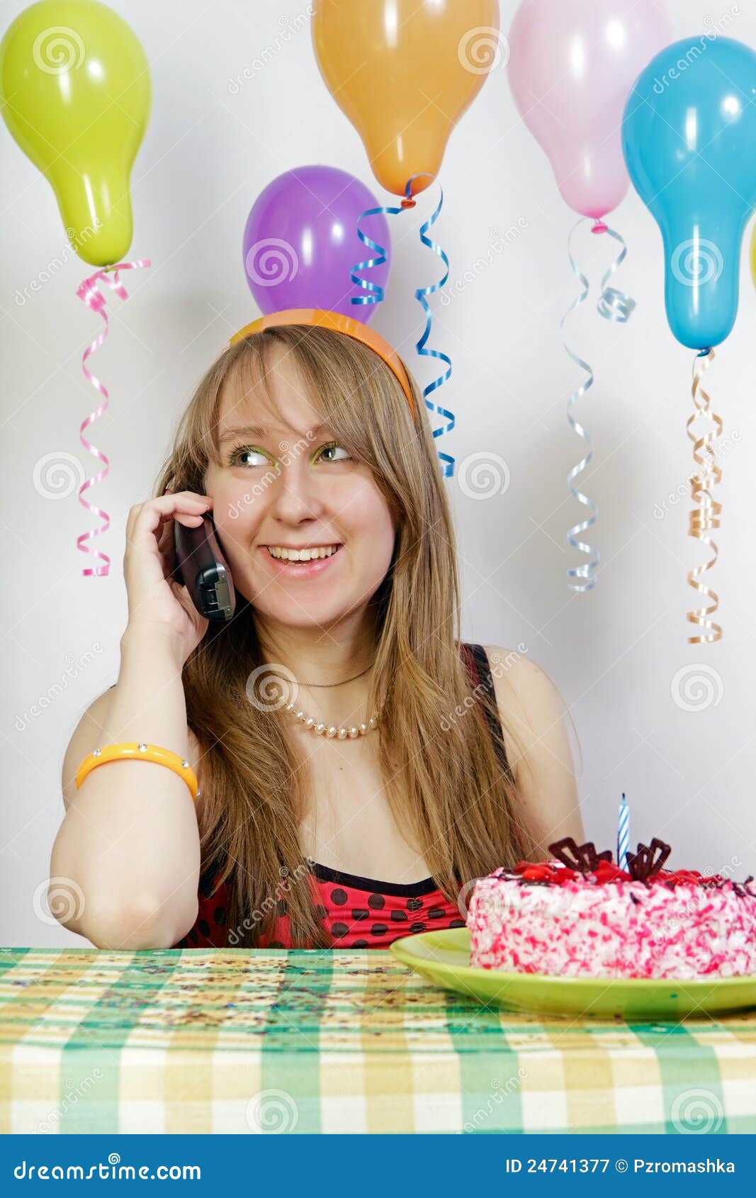 Birthday. Lucky Girl Talking on the Phone Stock Image - Image of phone ...