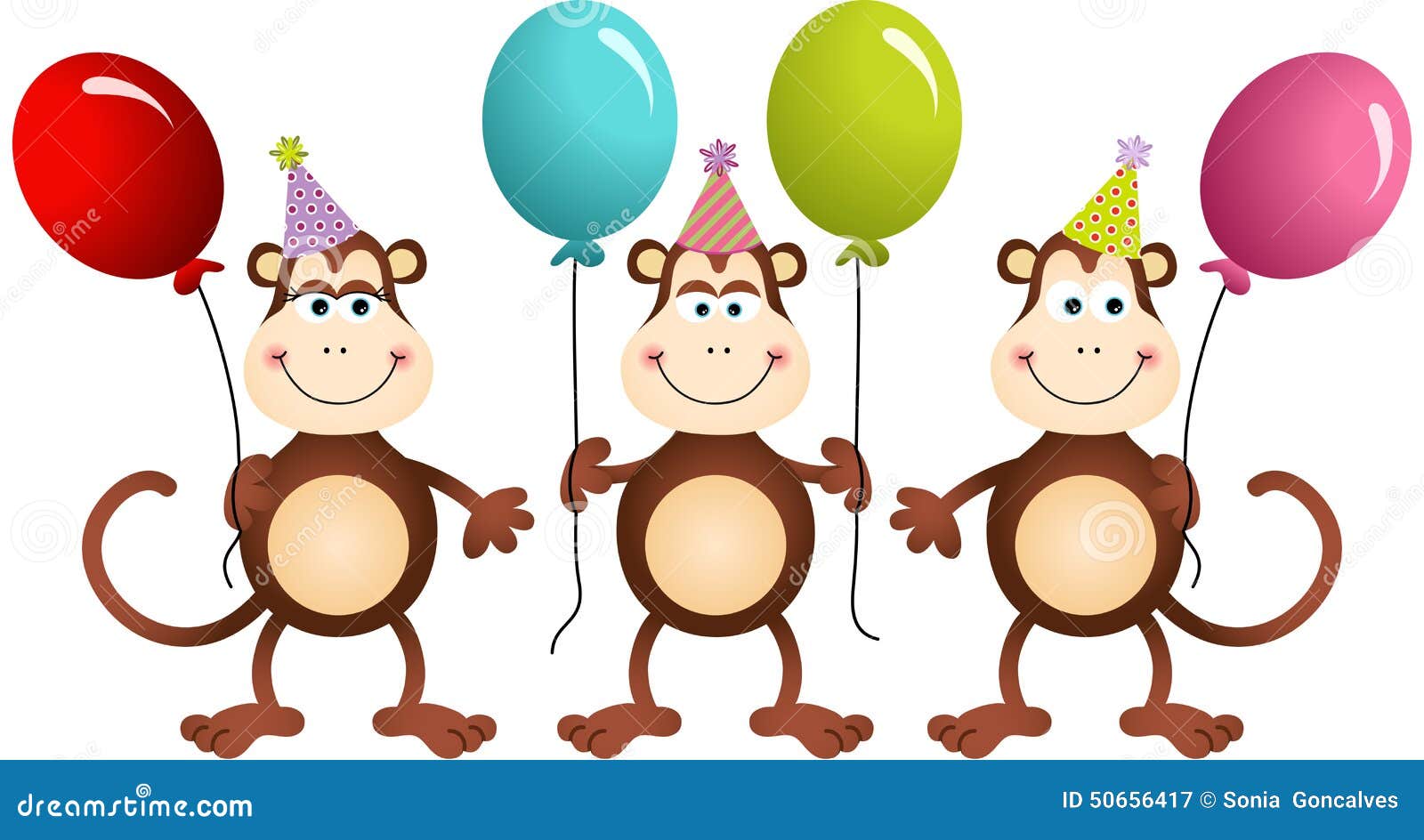 Birthday Monkeys with Balloons Stock Vector - Illustration of cartoon ...