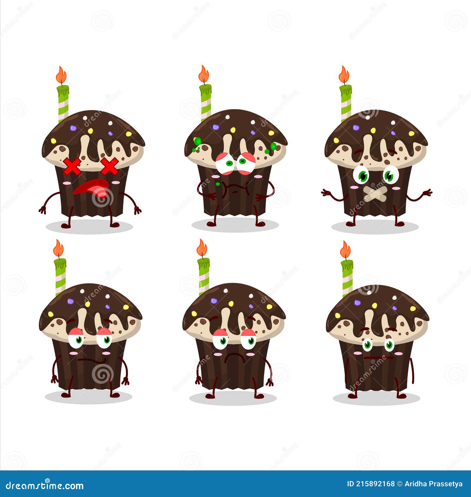 Birthday Muffin Cartoon Character with Nope Expression Stock Vector ...