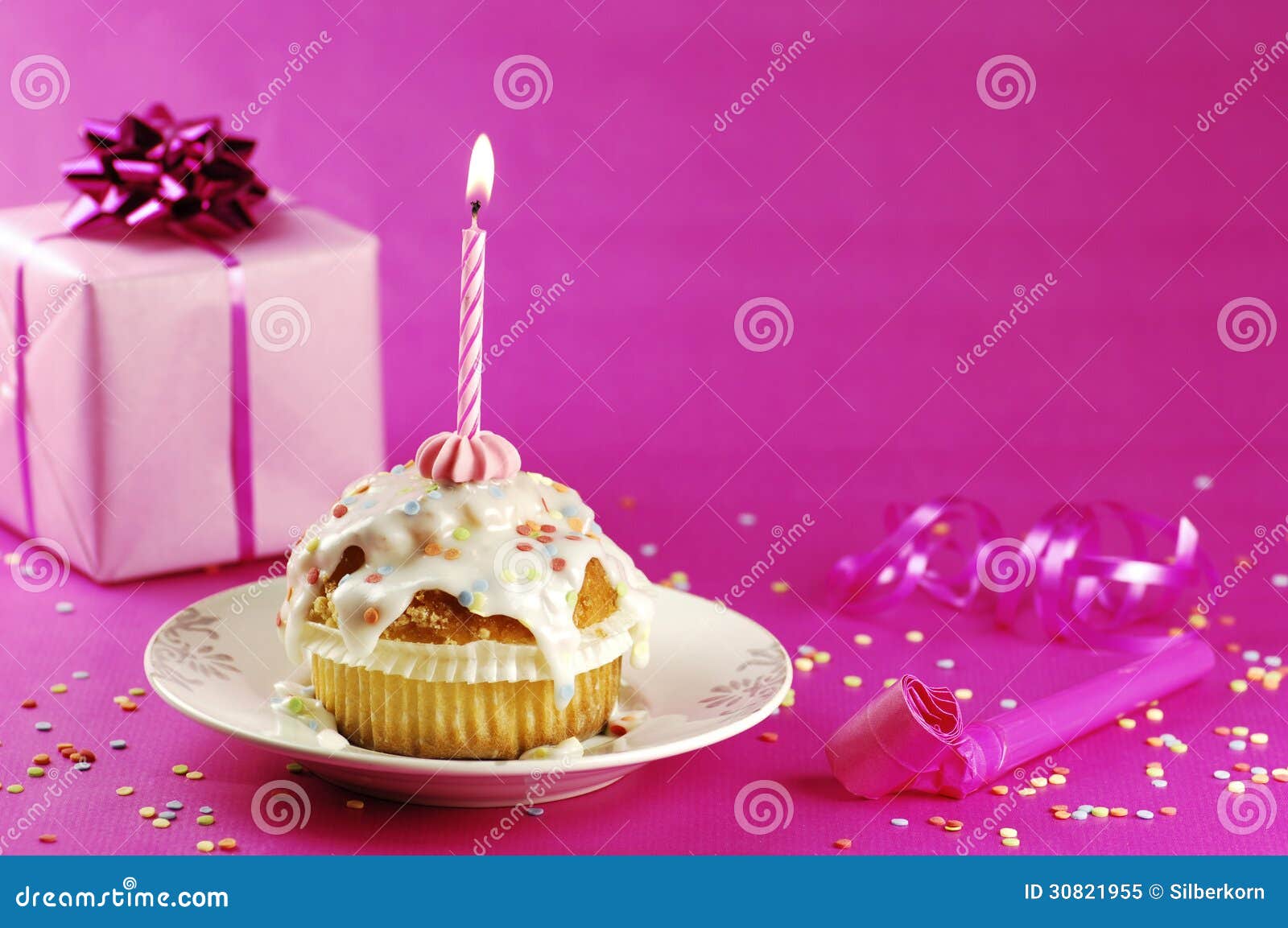 Birthday Muffin stock image. Image of candle, baking - 30821955