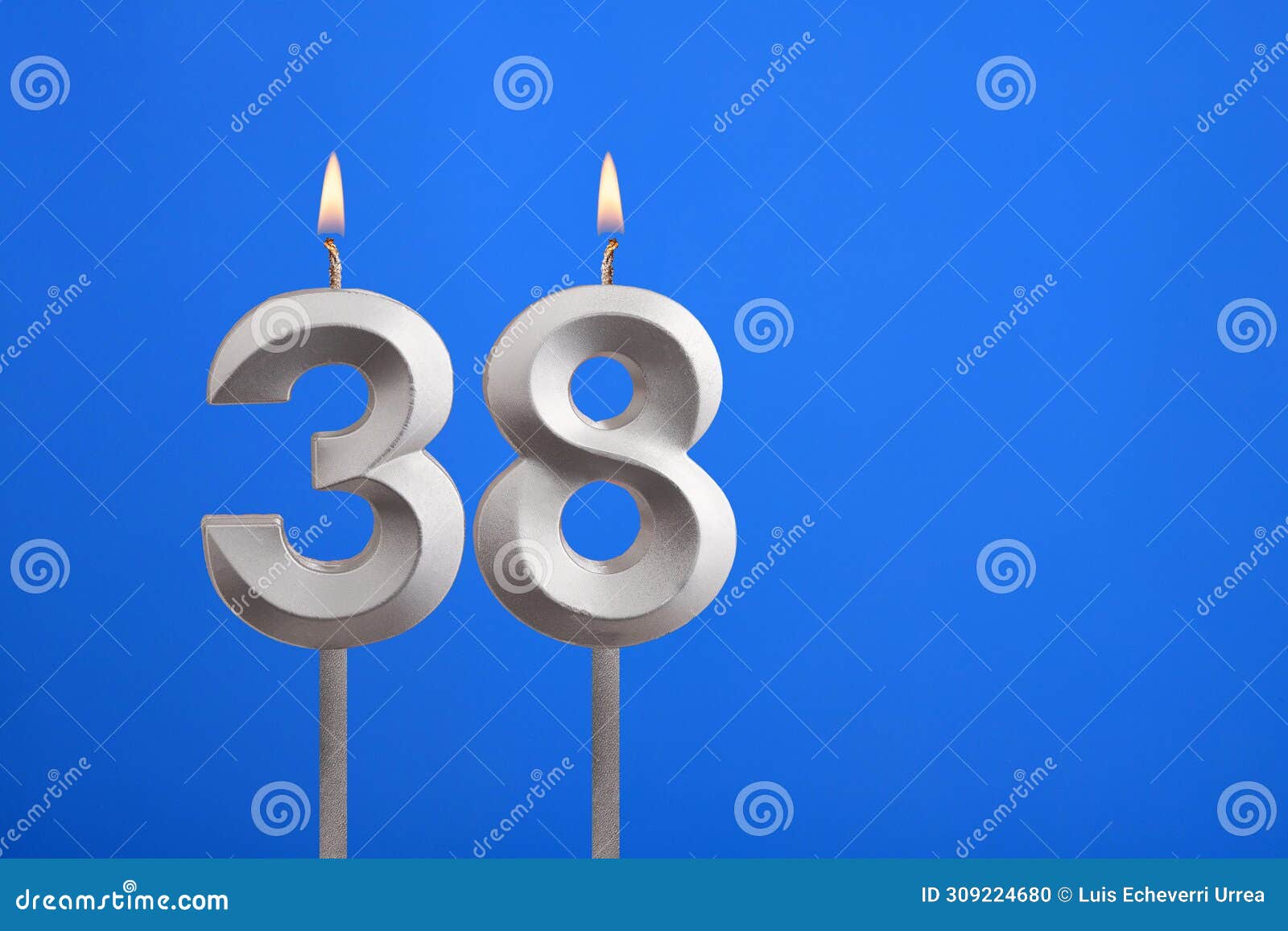 Birthday Candle Number 38 - Celebration Card on Blue Background Stock ...