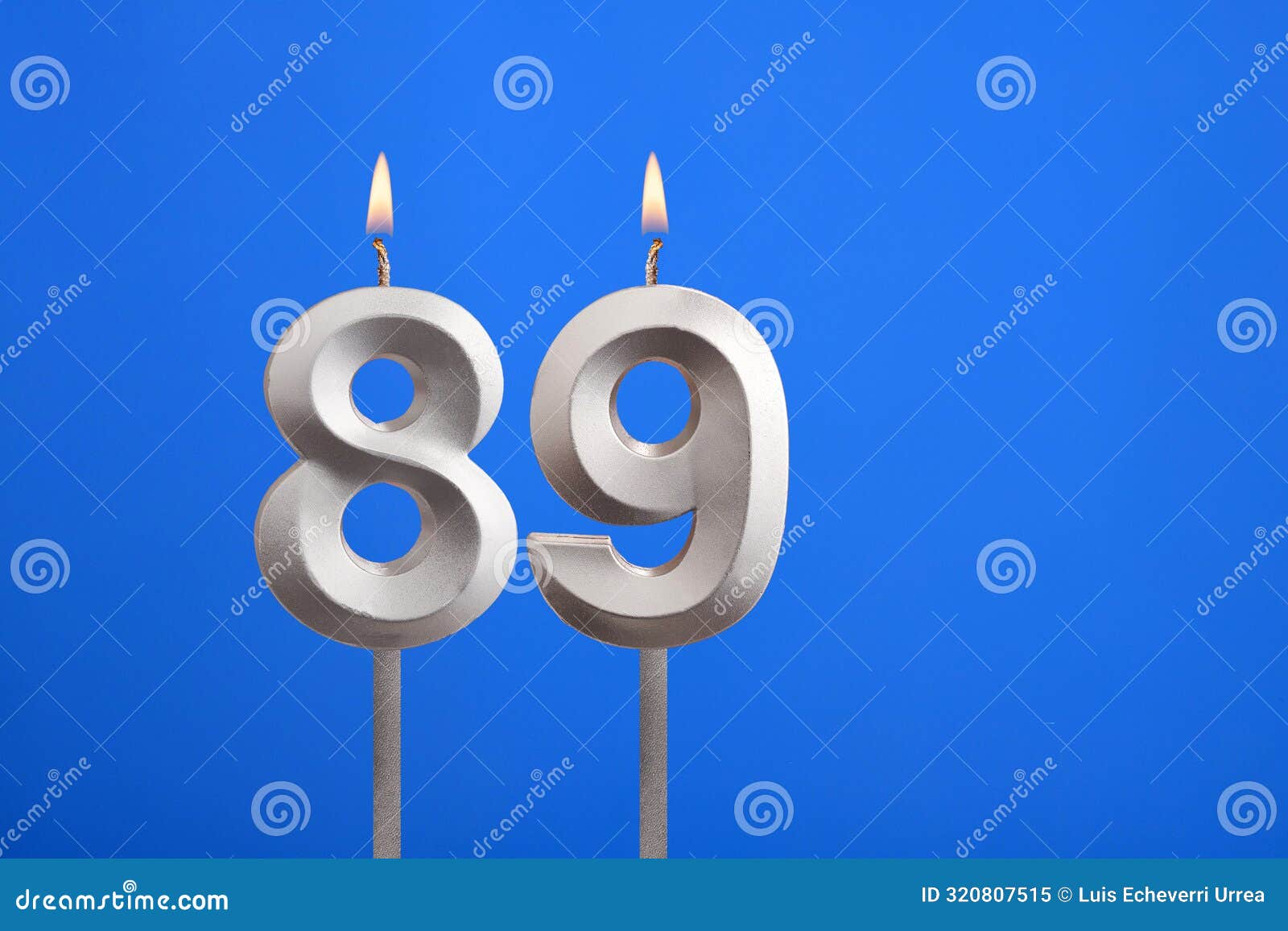 Birthday Number 89 - Candle Lit on Blue Background Stock Illustration ...