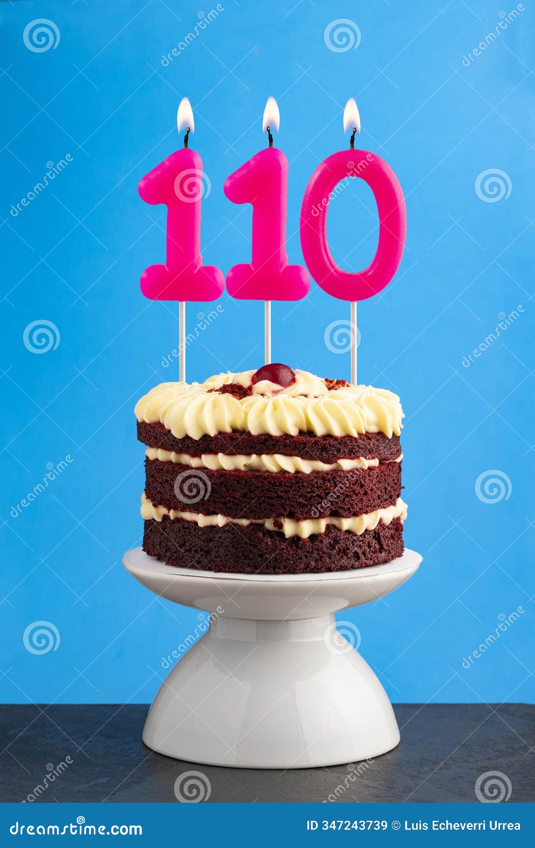 Birthday Number 110 - Candle with Red Velvet Cake Stock Illustration ...