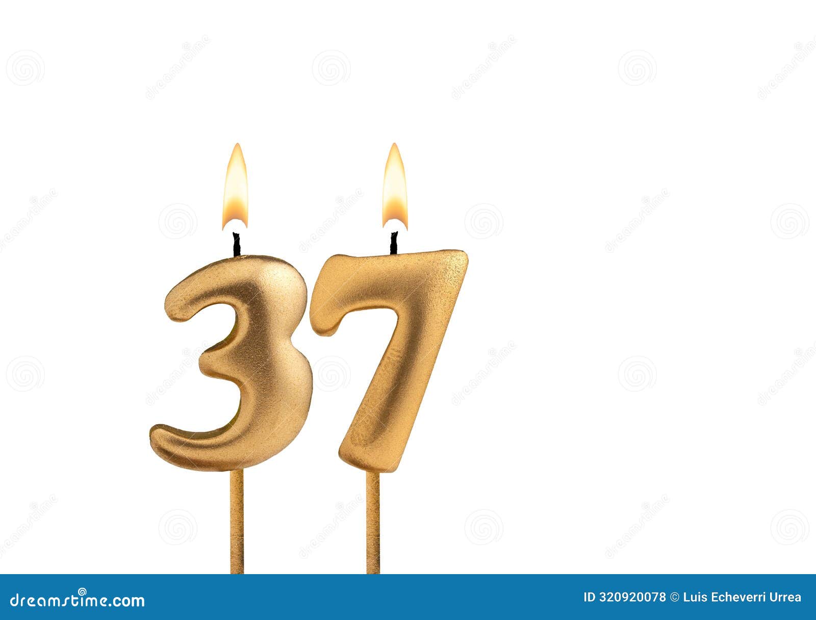 Birthday Number 37 - Golden Candle on White Background Stock Photo ...