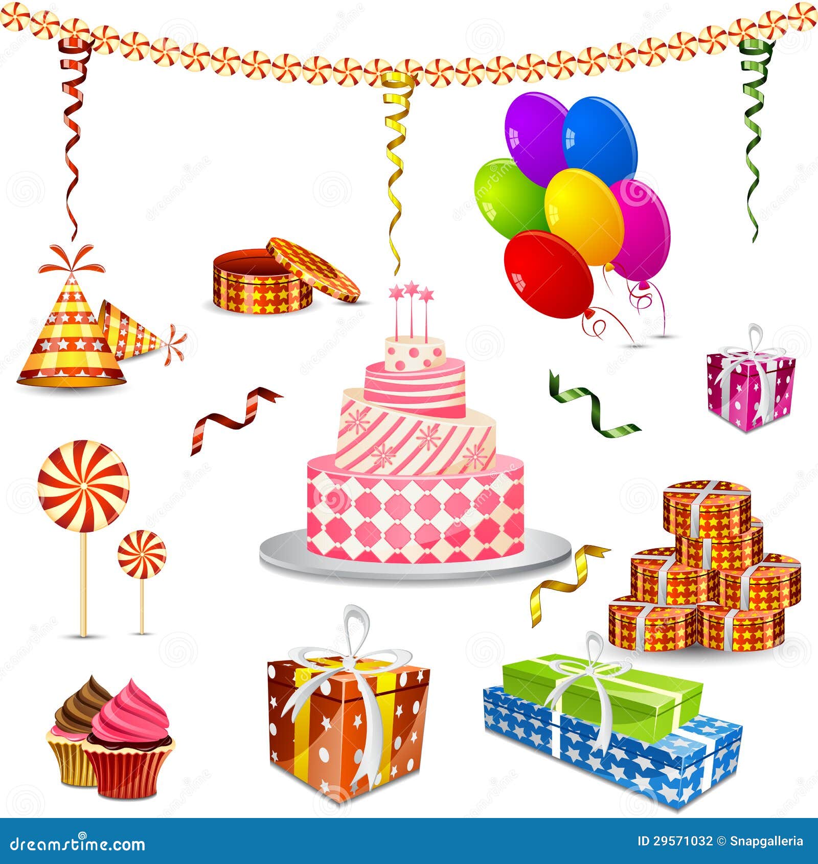 Birthday Object stock vector. Illustration of group, dessert - 29571032