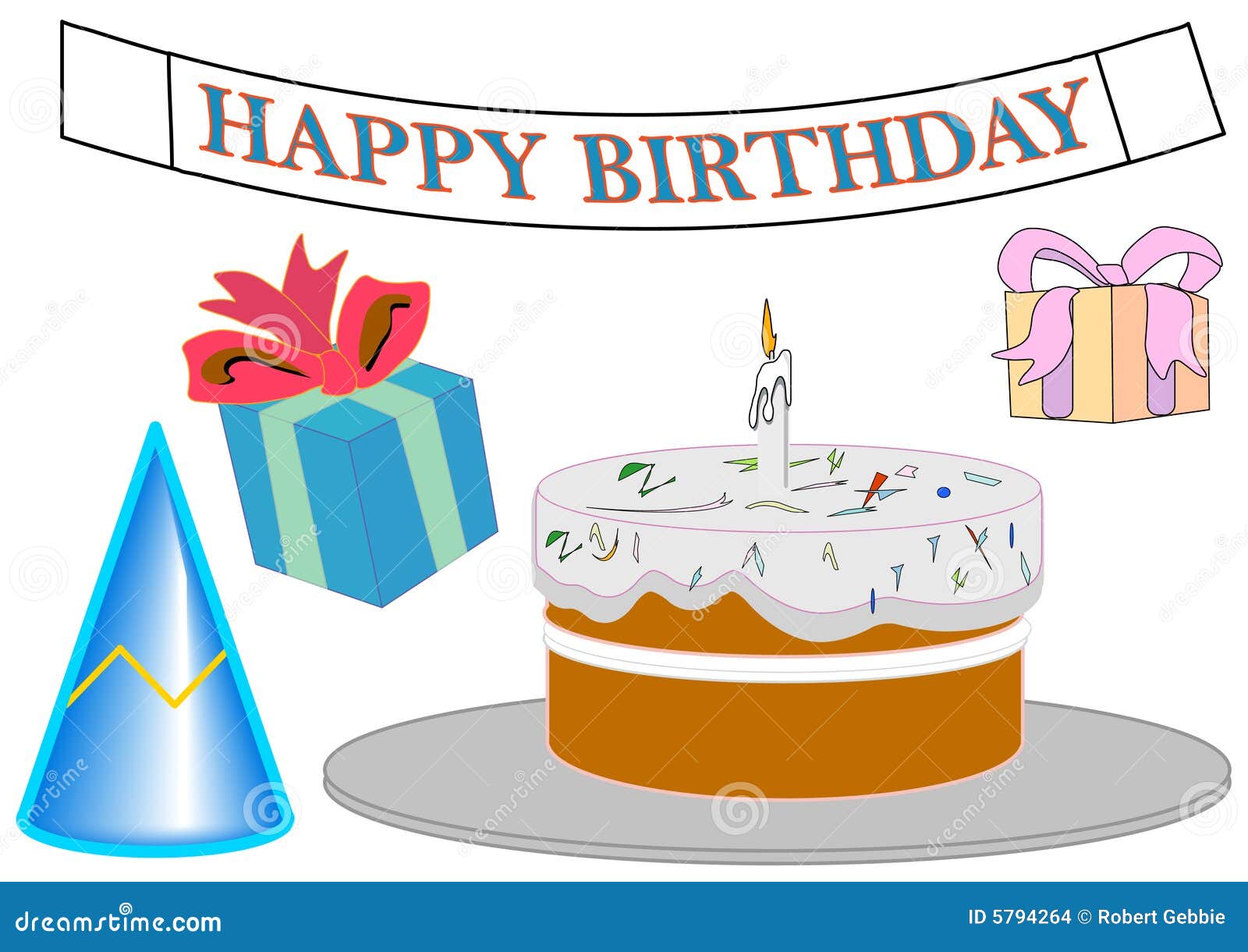 Birthday Objects and Banner Stock Vector - Illustration of design ...