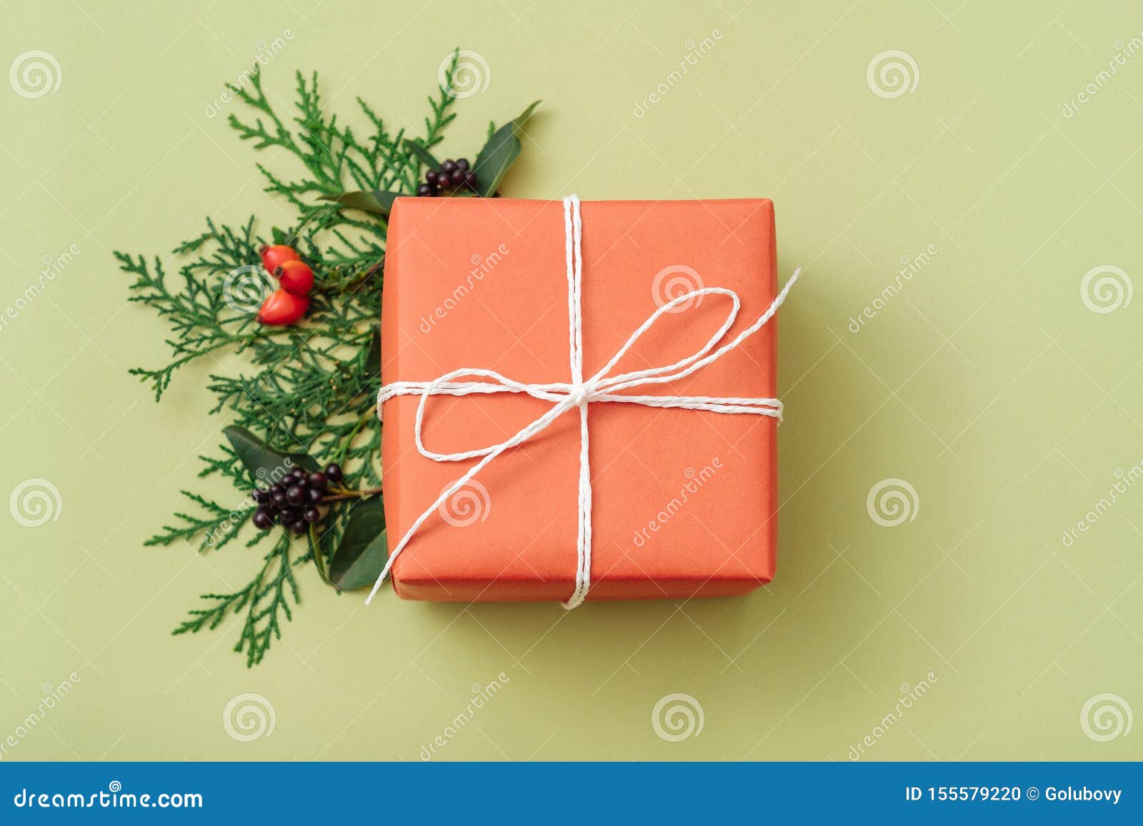 Birthday Orange Handmade Gift Box Juniper Decor Stock Photo - Image of ...