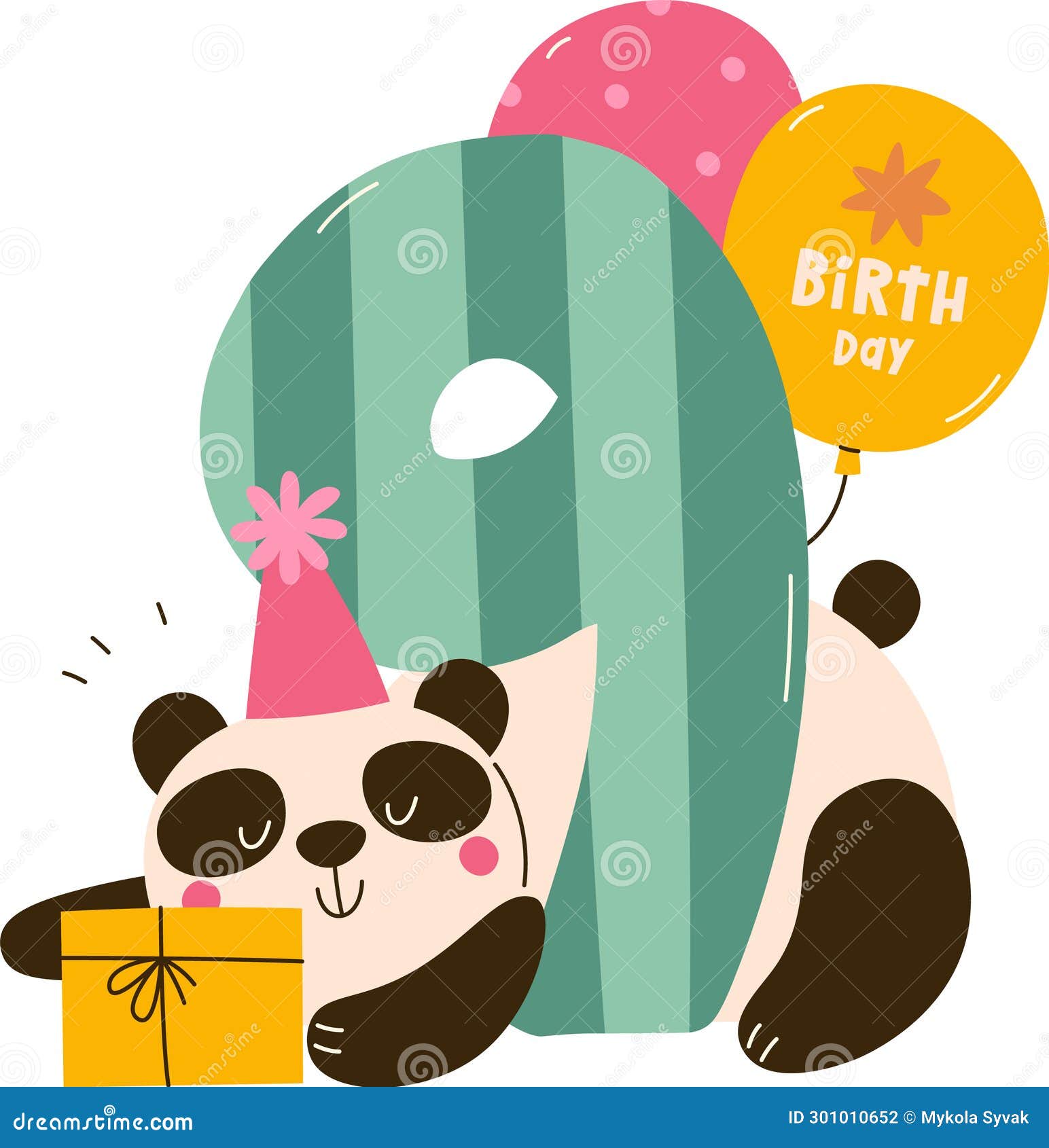 9 Birthday Panda Number stock vector. Illustration of vector - 301010652