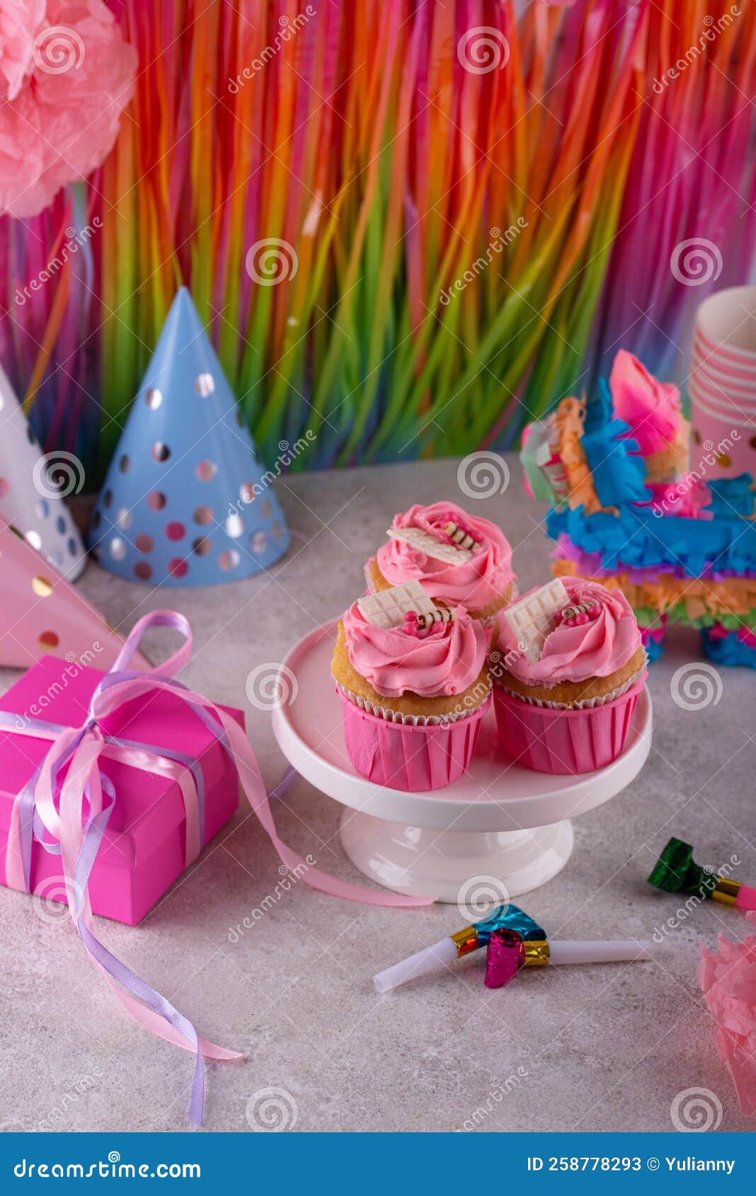 Birthday Partry Concept with Cupcake Stock Image - Image of frosted ...