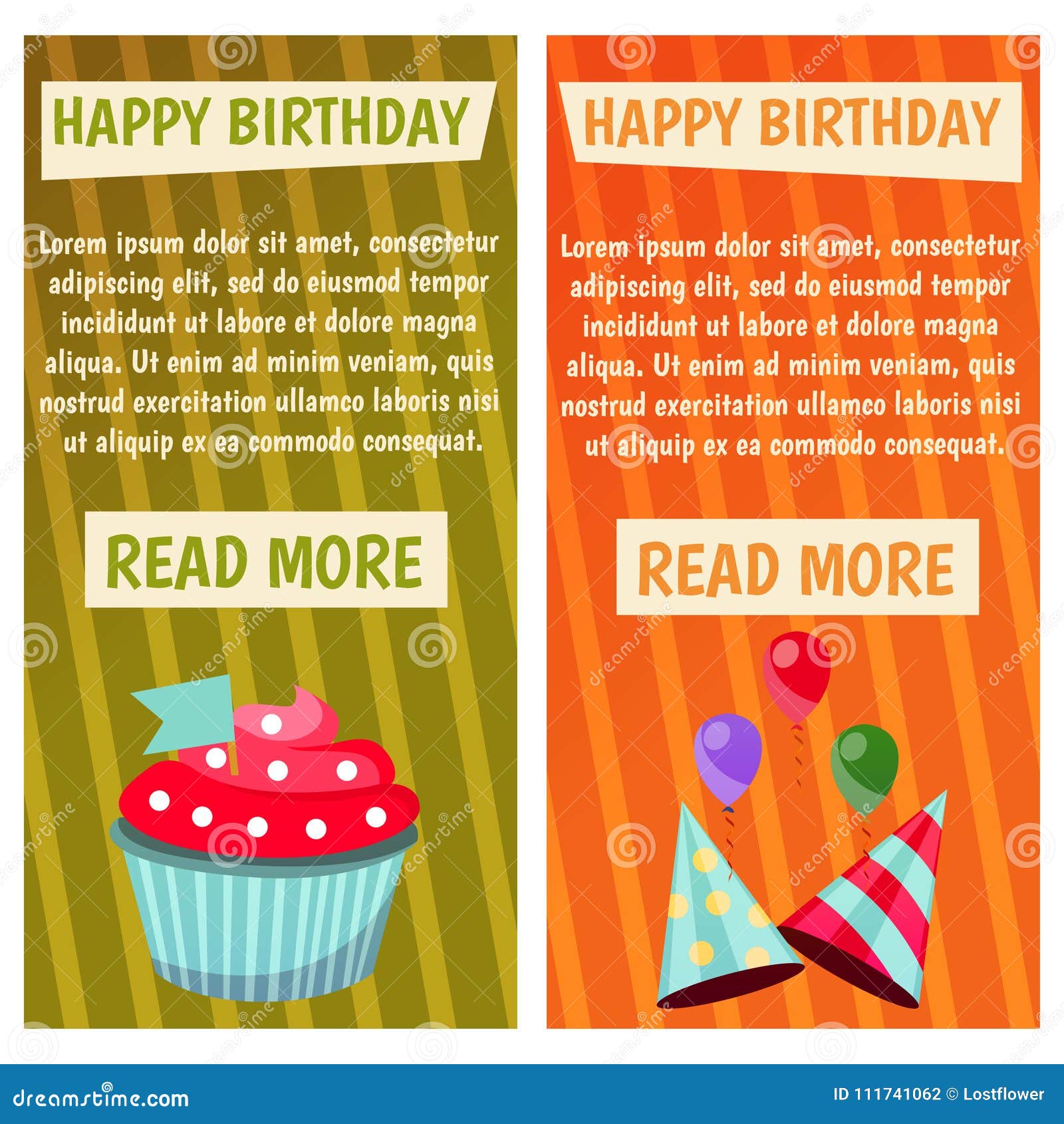 Birthday Party. Banners for Birthday Party, Cafe, Restraurant. Vector ...