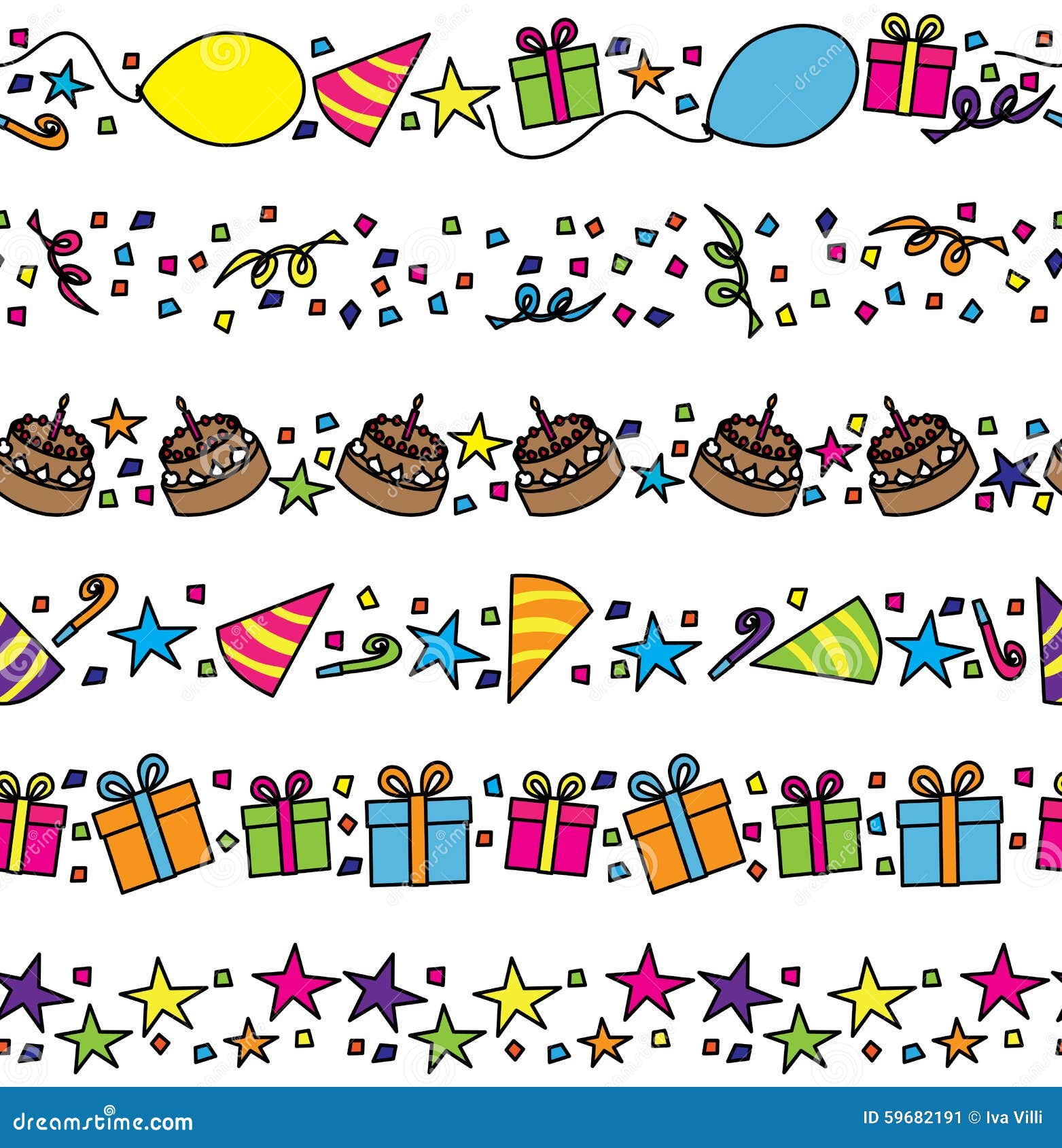 Birthday party borders stock vector. Illustration of seamless - 59682191