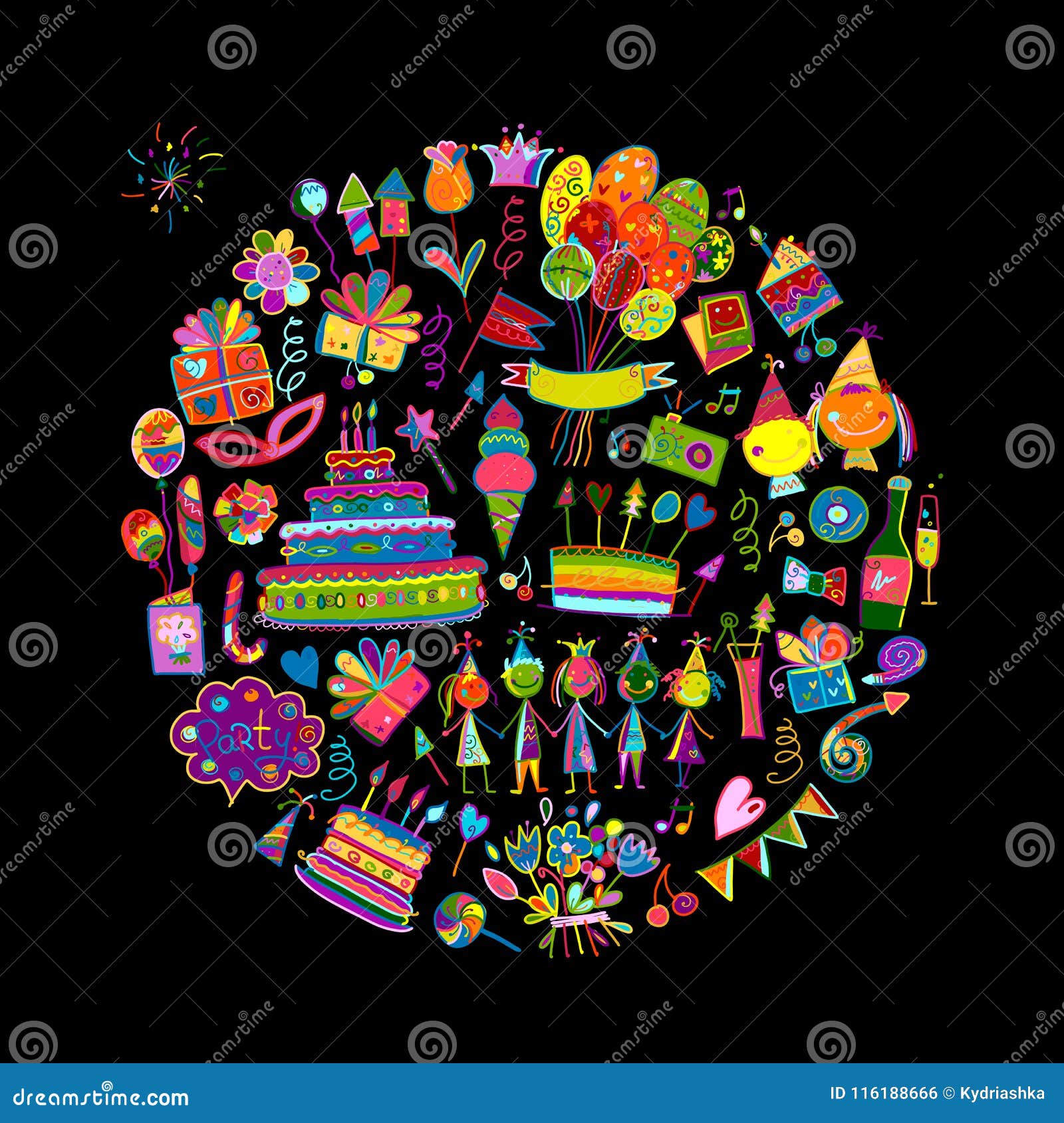 Birthday Party, Circle Frame for Your Design Stock Vector ...