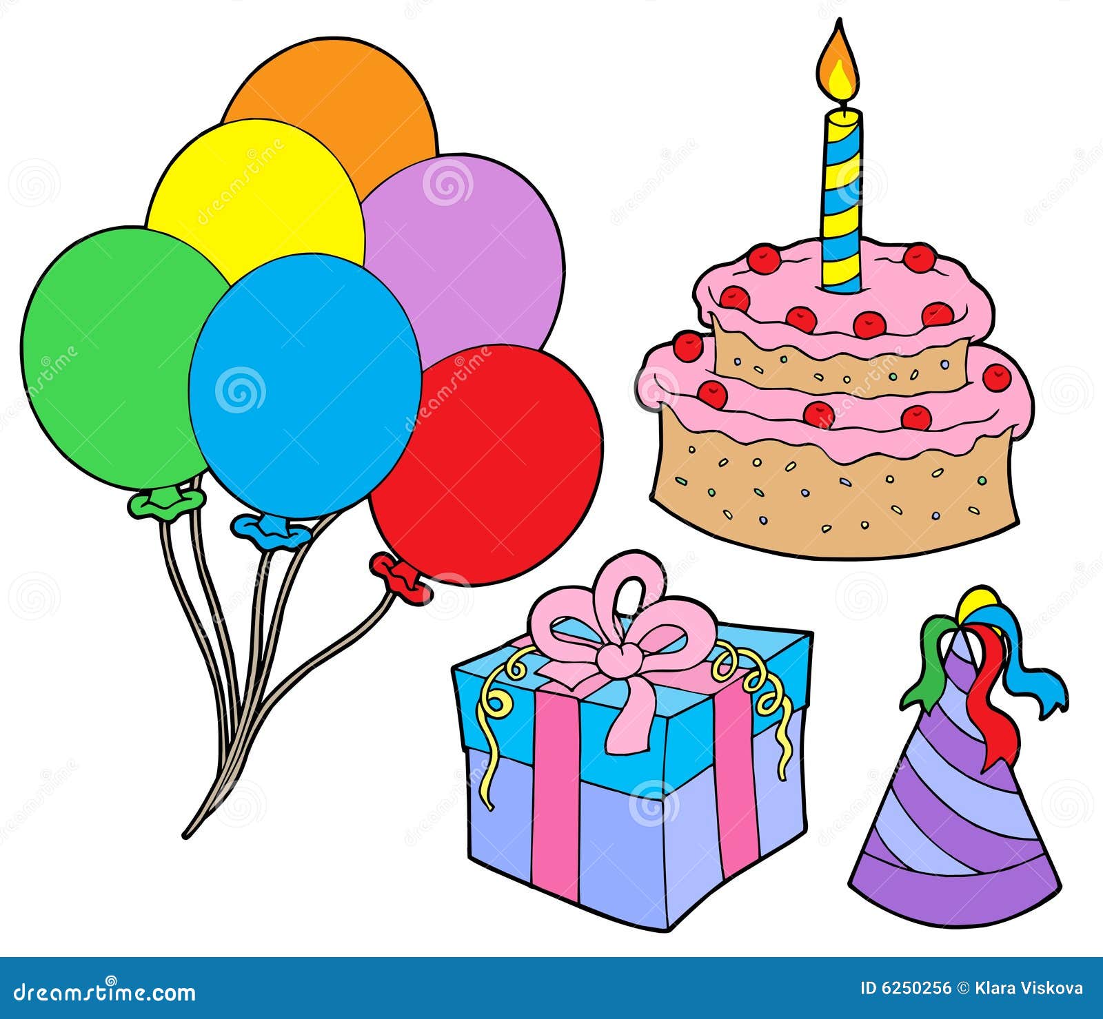Birthday party collection stock vector. Illustration of gift - 6250256