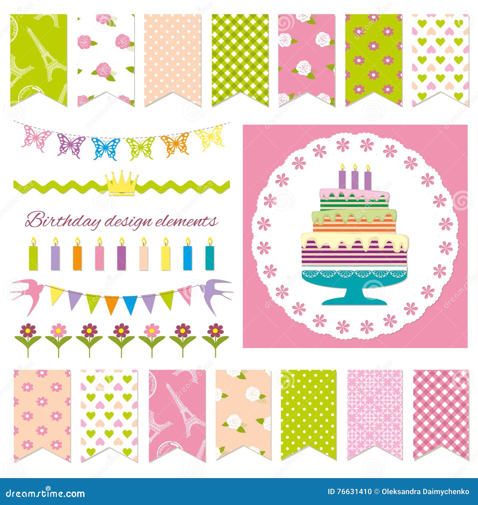 Birthday Party Design Elements. Stock Illustration - Illustration of ...