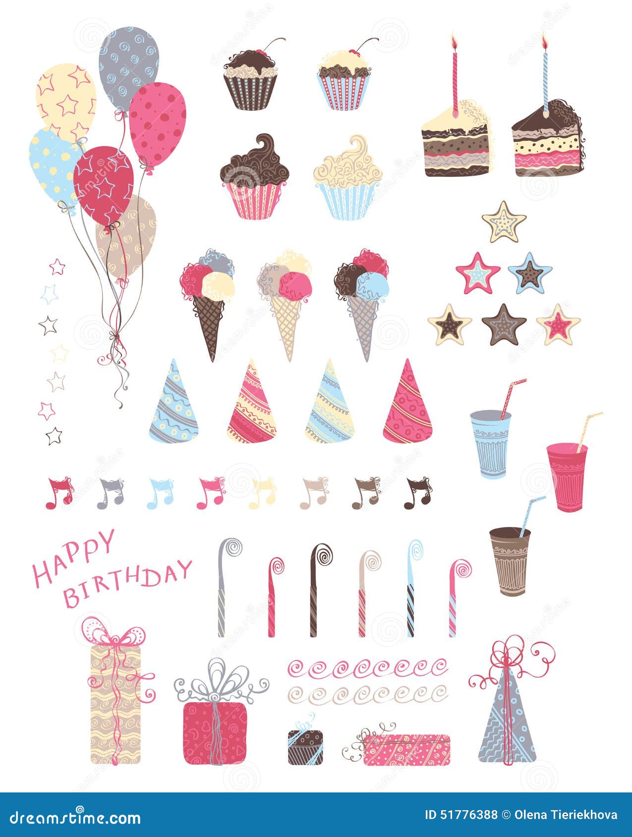 Birthday Party Design Elements. Stock Illustration - Illustration of ...