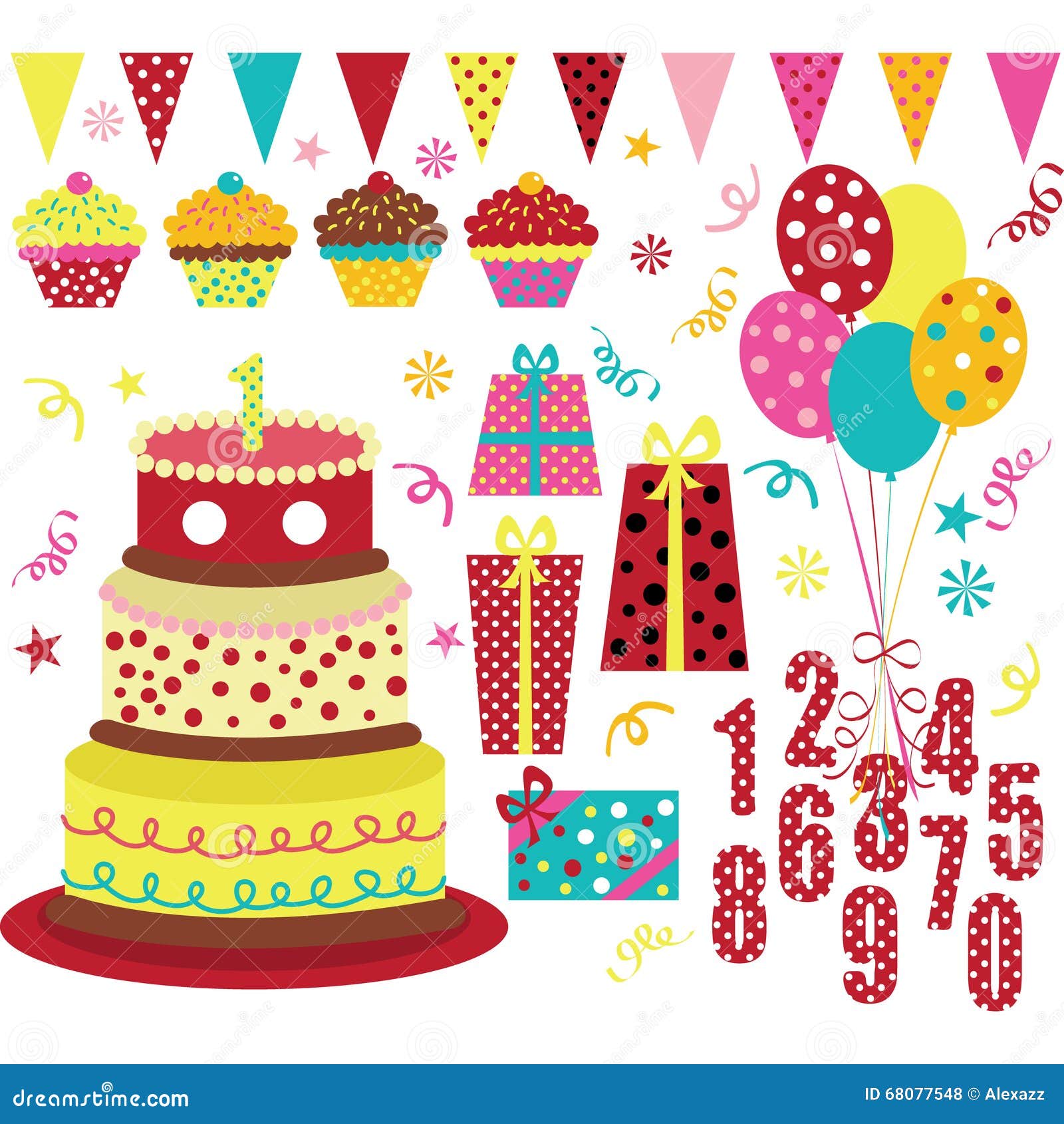 Birthday Party Element stock vector. Illustration of gift - 68077548
