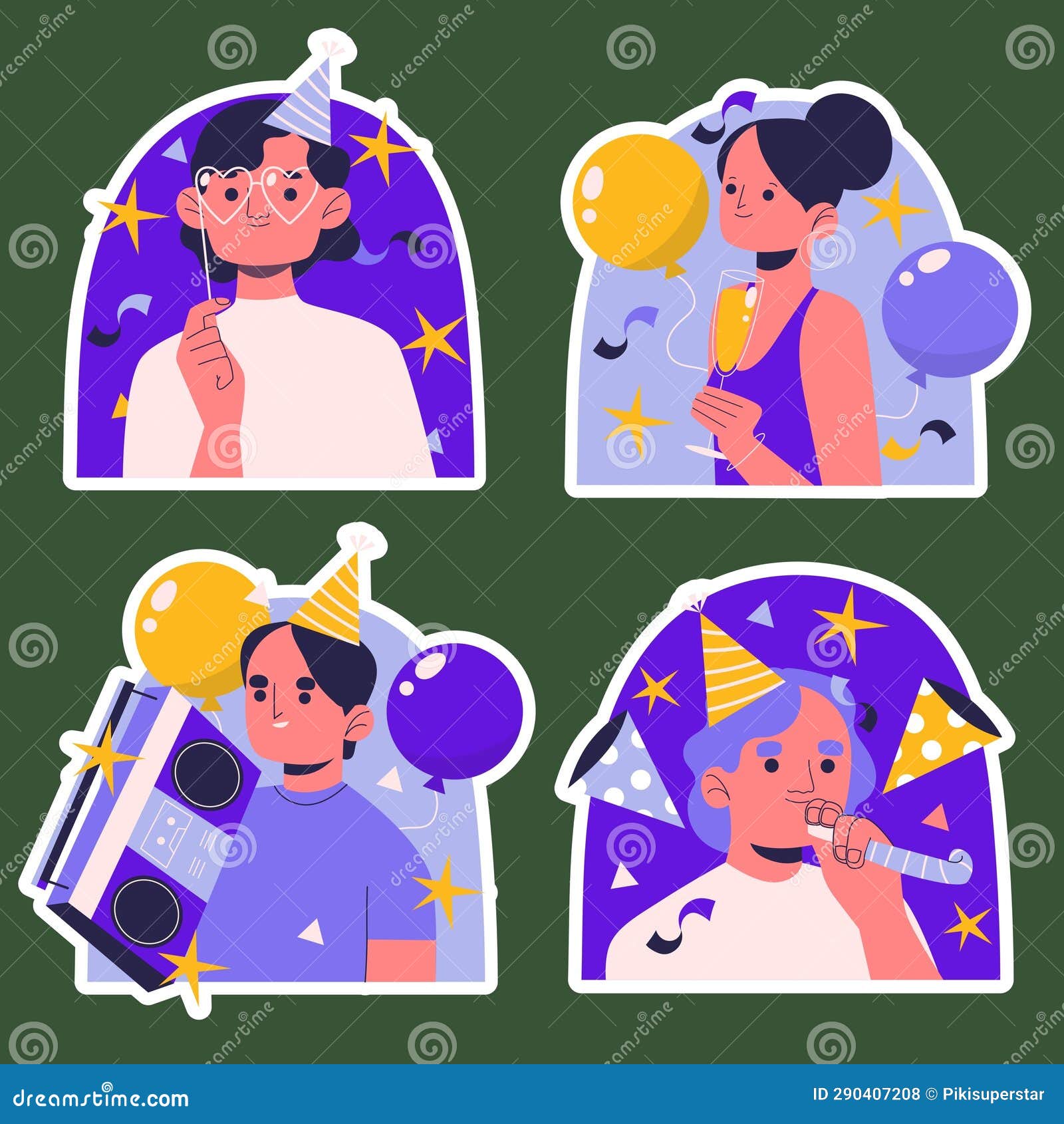 Birthday Party Elements Set Vector Design Illustration Stock Vector ...