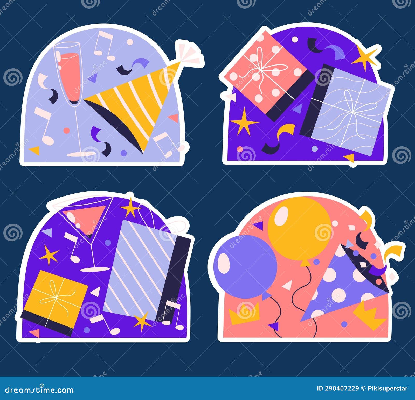 Birthday Party Elements Set Vector Design Illustration Stock Vector ...