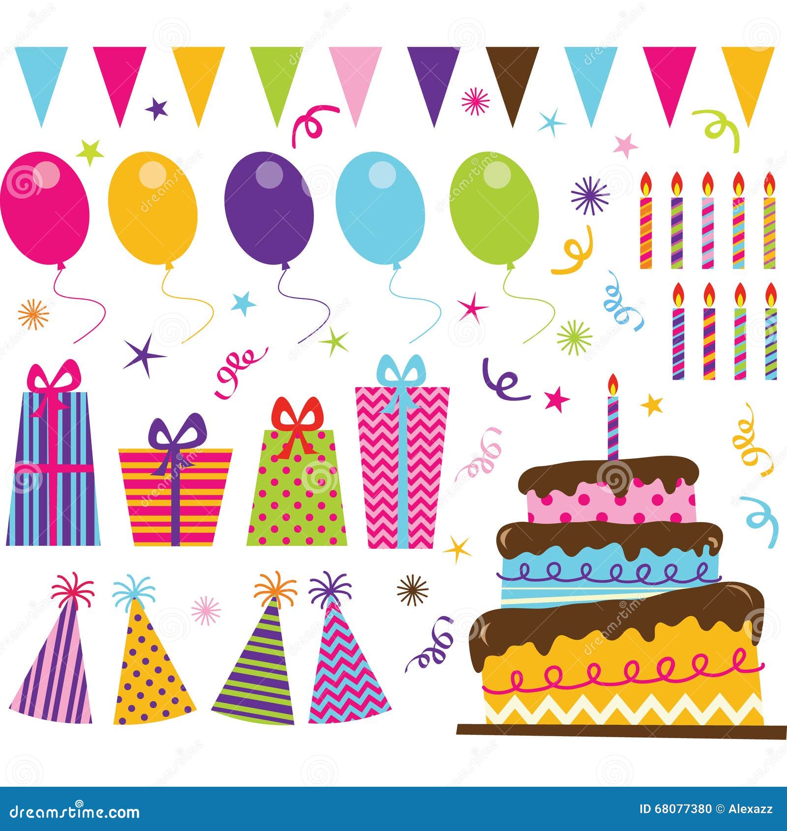 Birthday Party Elements stock vector. Illustration of birthday - 68077380