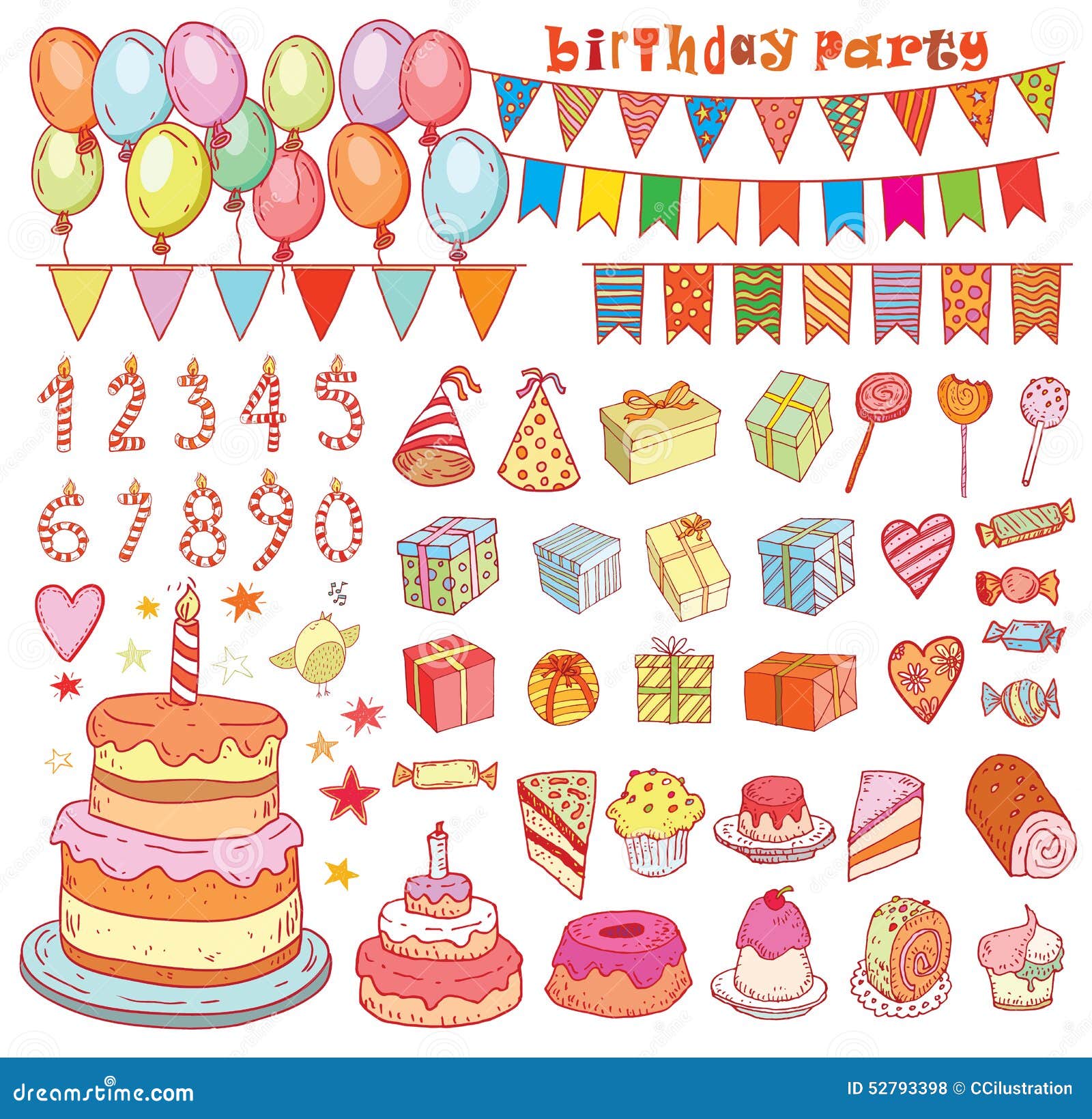 Birthday Party Elements, Vector Illustration Stock Vector ...
