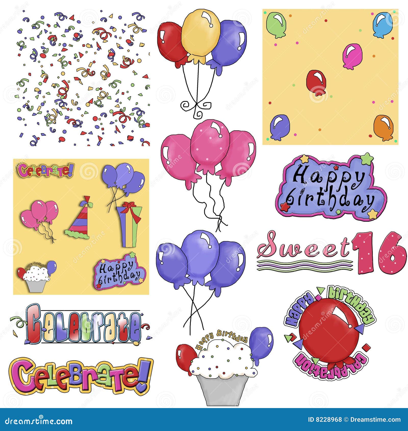 Birthday Party Graphics 2 Royalty Free Stock Photos - Image: 8228968