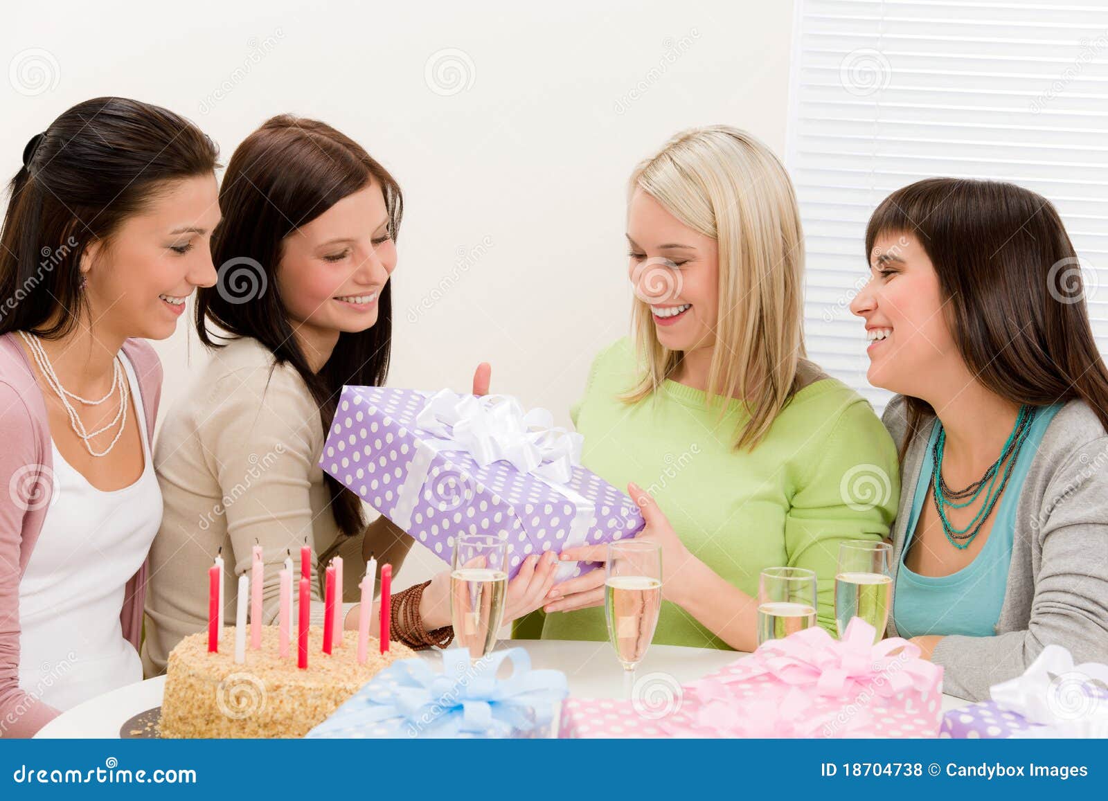 Birthday Party - Happy Woman Getting Present Stock Photo - Image of ...