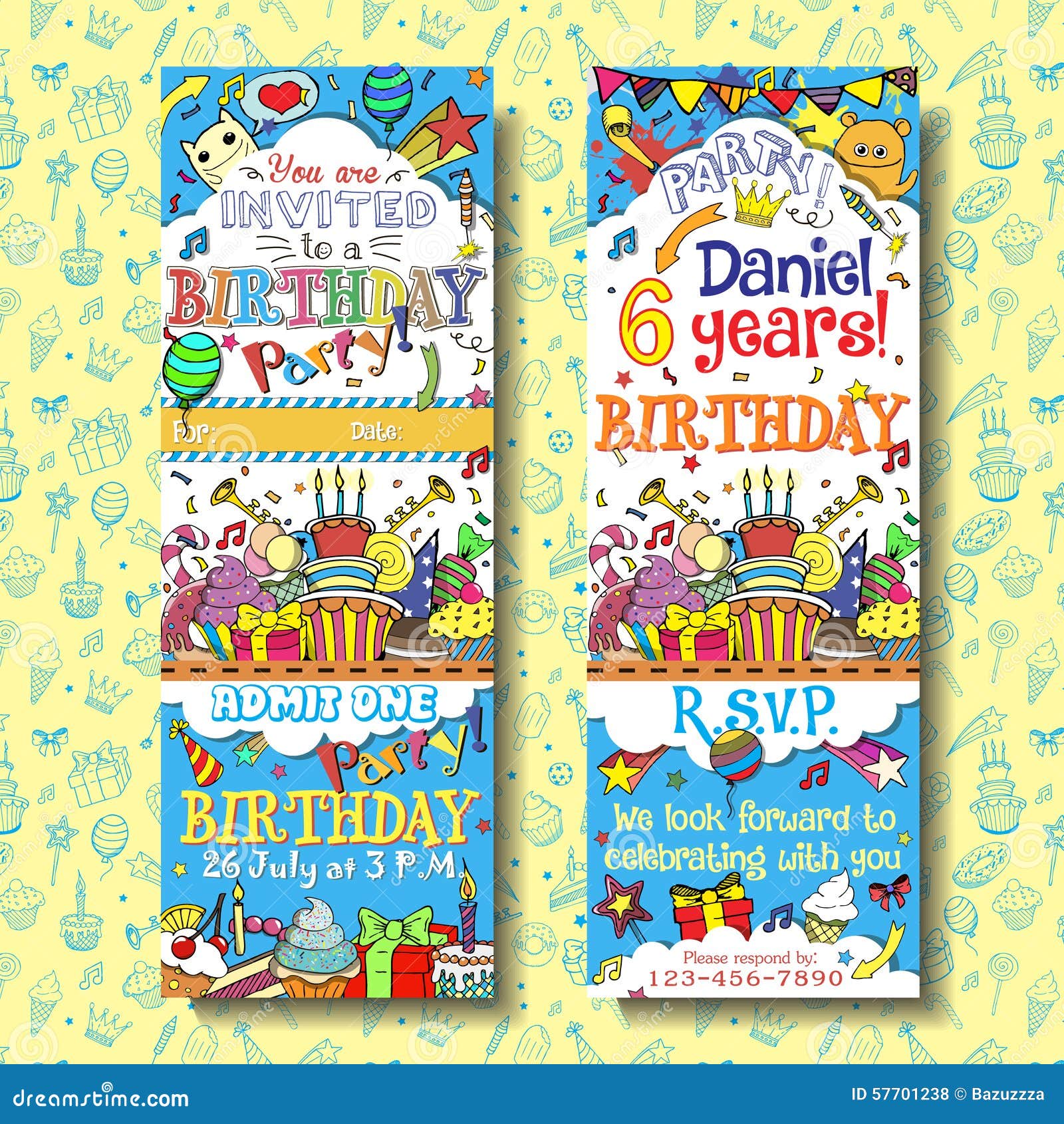 Birthday Party Invitation Pass Ticket Design. Stock Vector ...